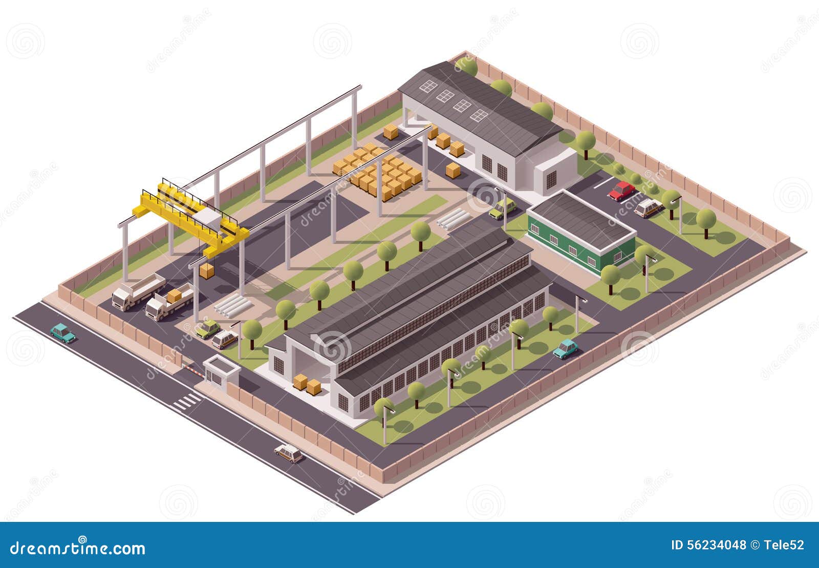 Vector Isometric Factory Buildings Icon Stock Vector - Illustration of ...