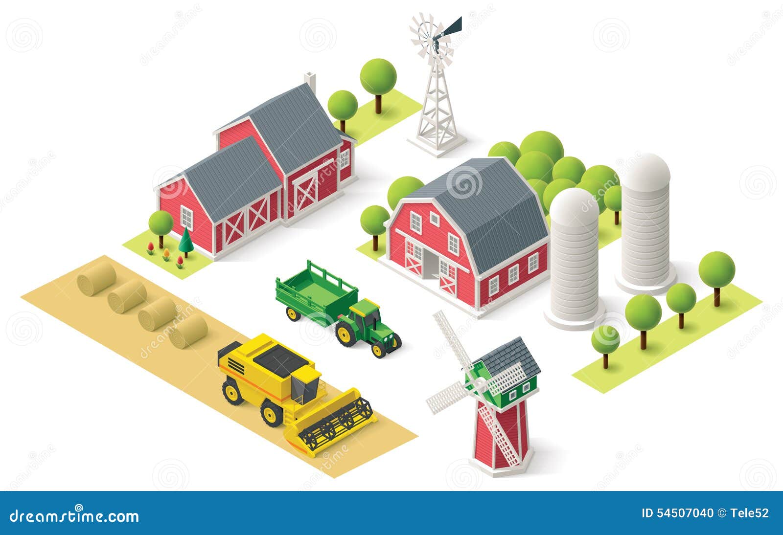 Vector isometric farm set stock vector. Illustration of harvest - 54507040
