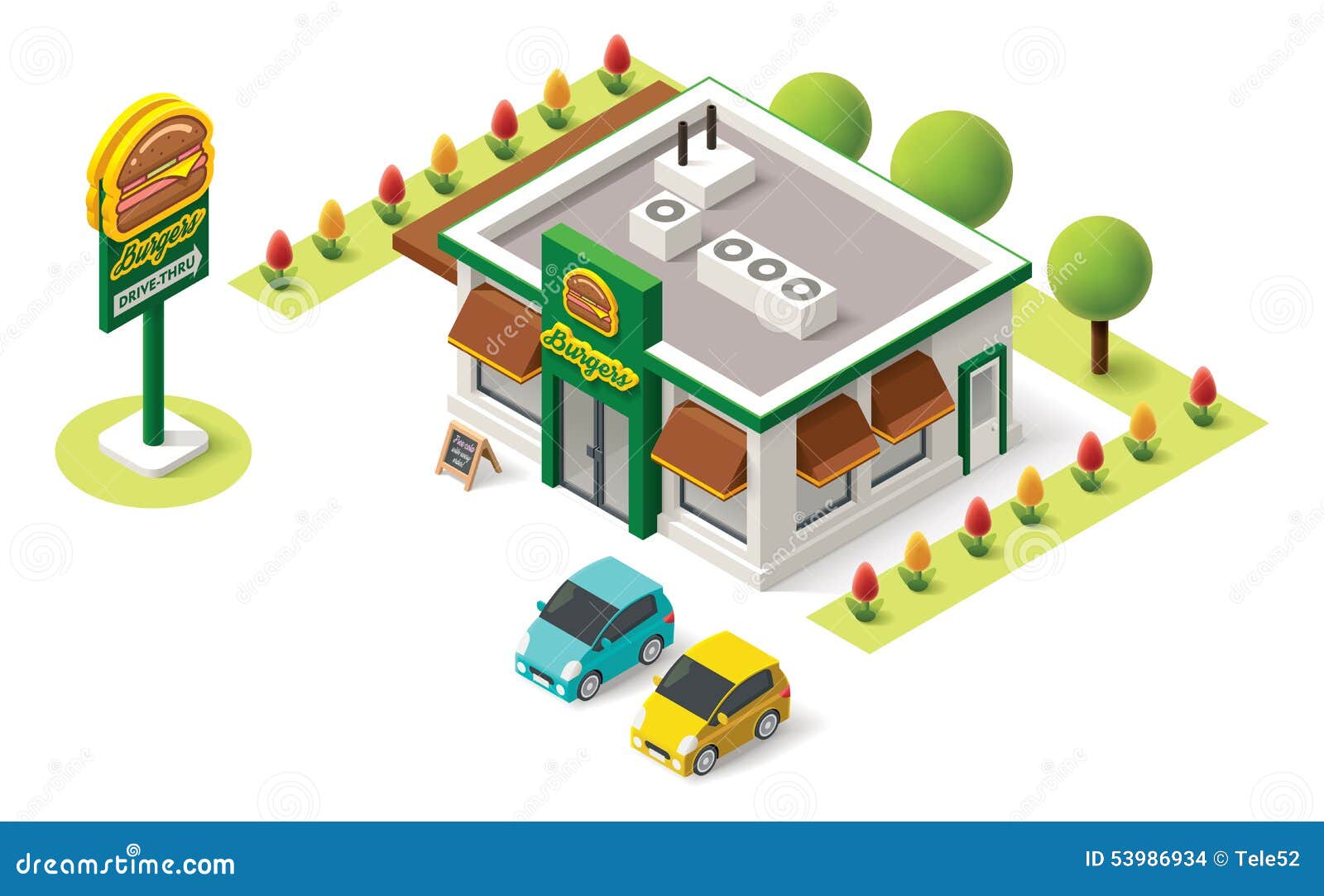 Vector isometric fast food stock vector. Illustration of facade - 53986934