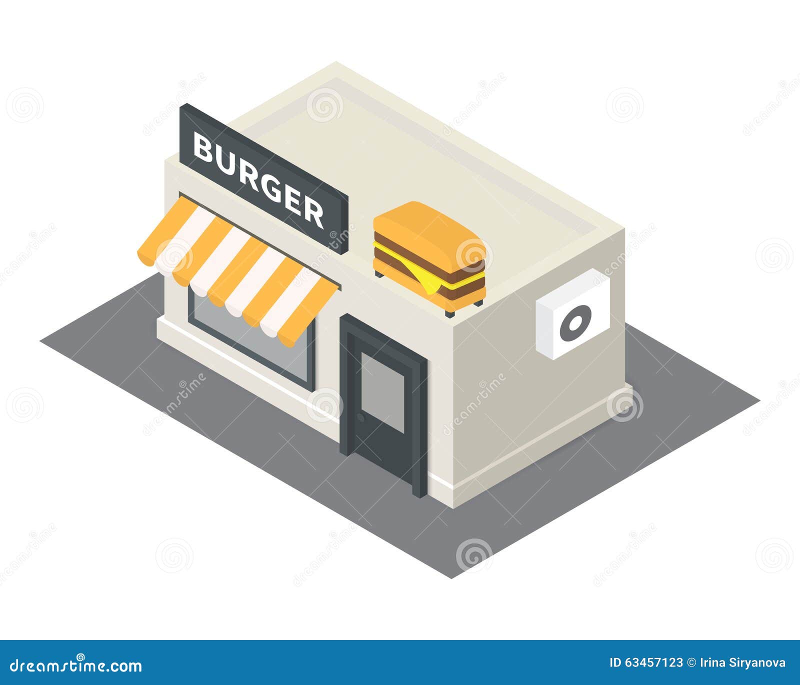 Vector Isometric Fast Food Burger Building Icon Stock Vector ...