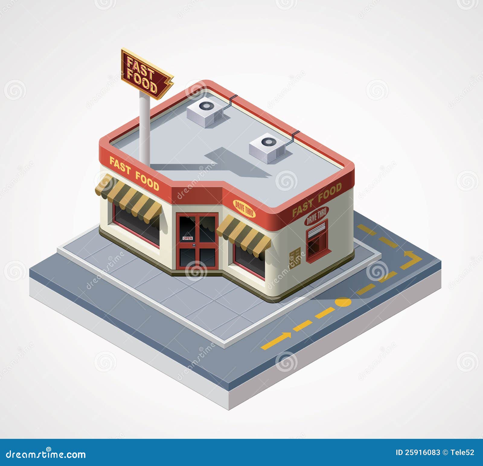 Vector Isometric Fast Food Cafe Stock Vector - Illustration of house ...