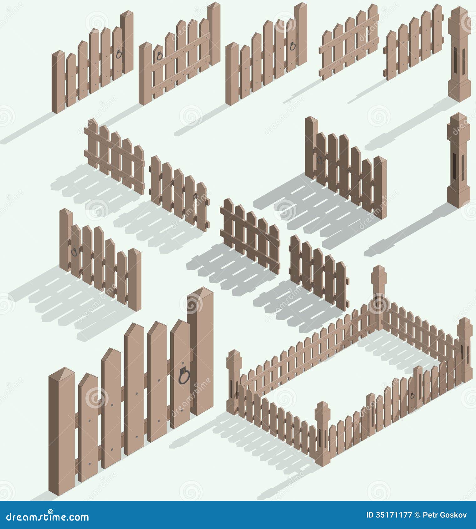 Vector isometric fence stock vector. Illustration of scene - 35171177