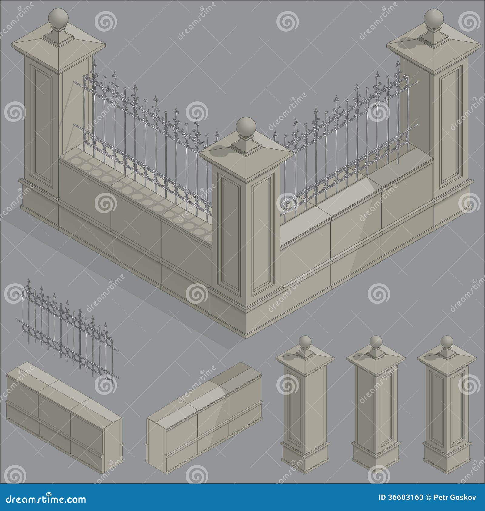 Vector Isometric Fence Set, Construction Kit Stock Vector ...
