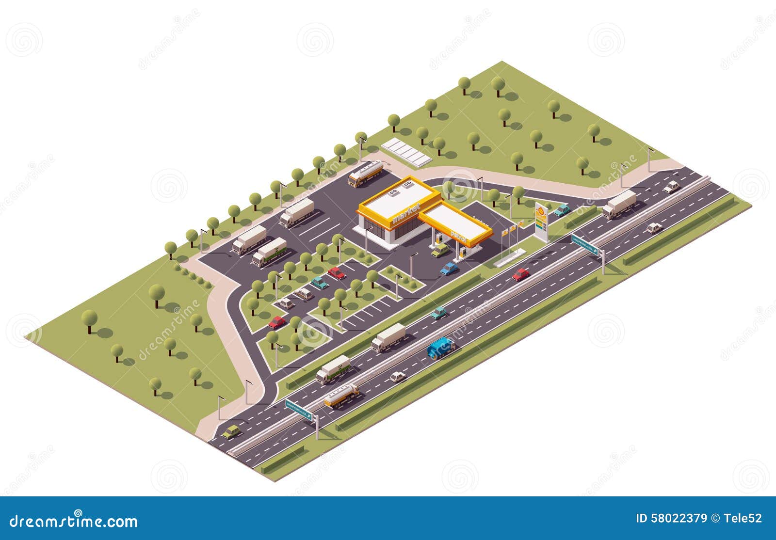 Vector Isometric Filling Station Stock Vector - Illustration of shop ...