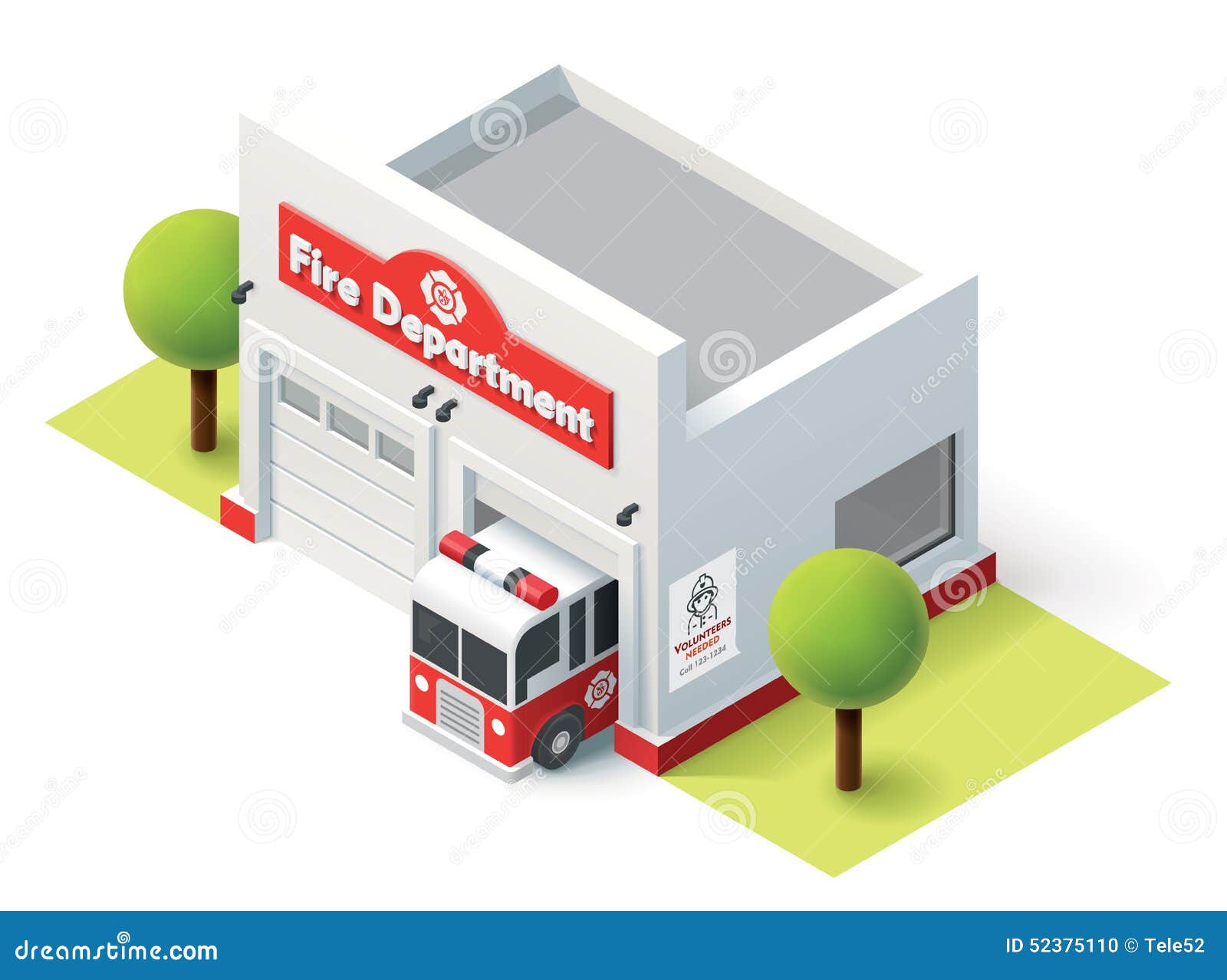 Isometric Set Of Fire Hoses. Fire Safety And Protection. Rolled Into A ...