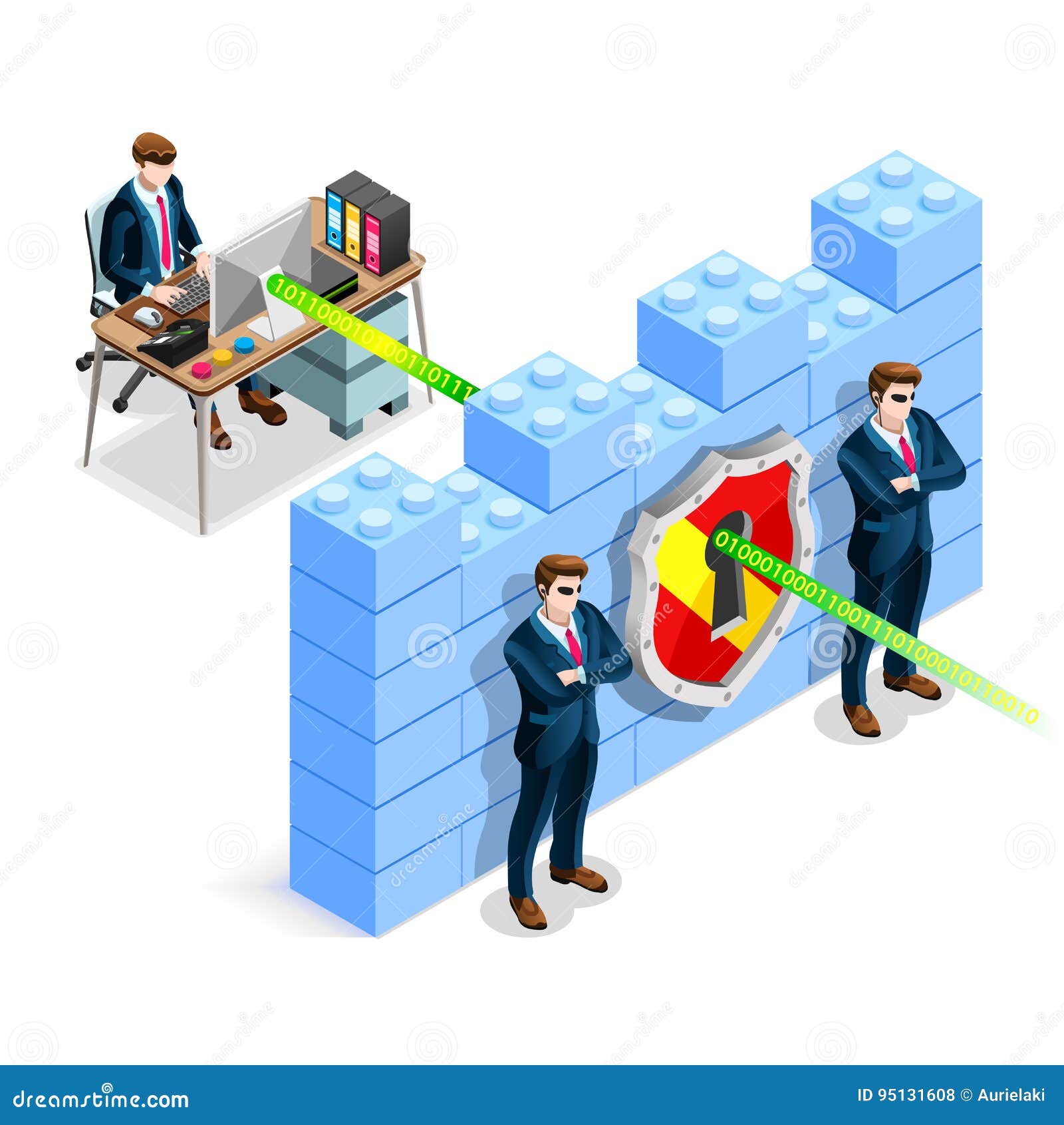 Vector Isometric Firewall Anti Virus Defense Stock Vector ...