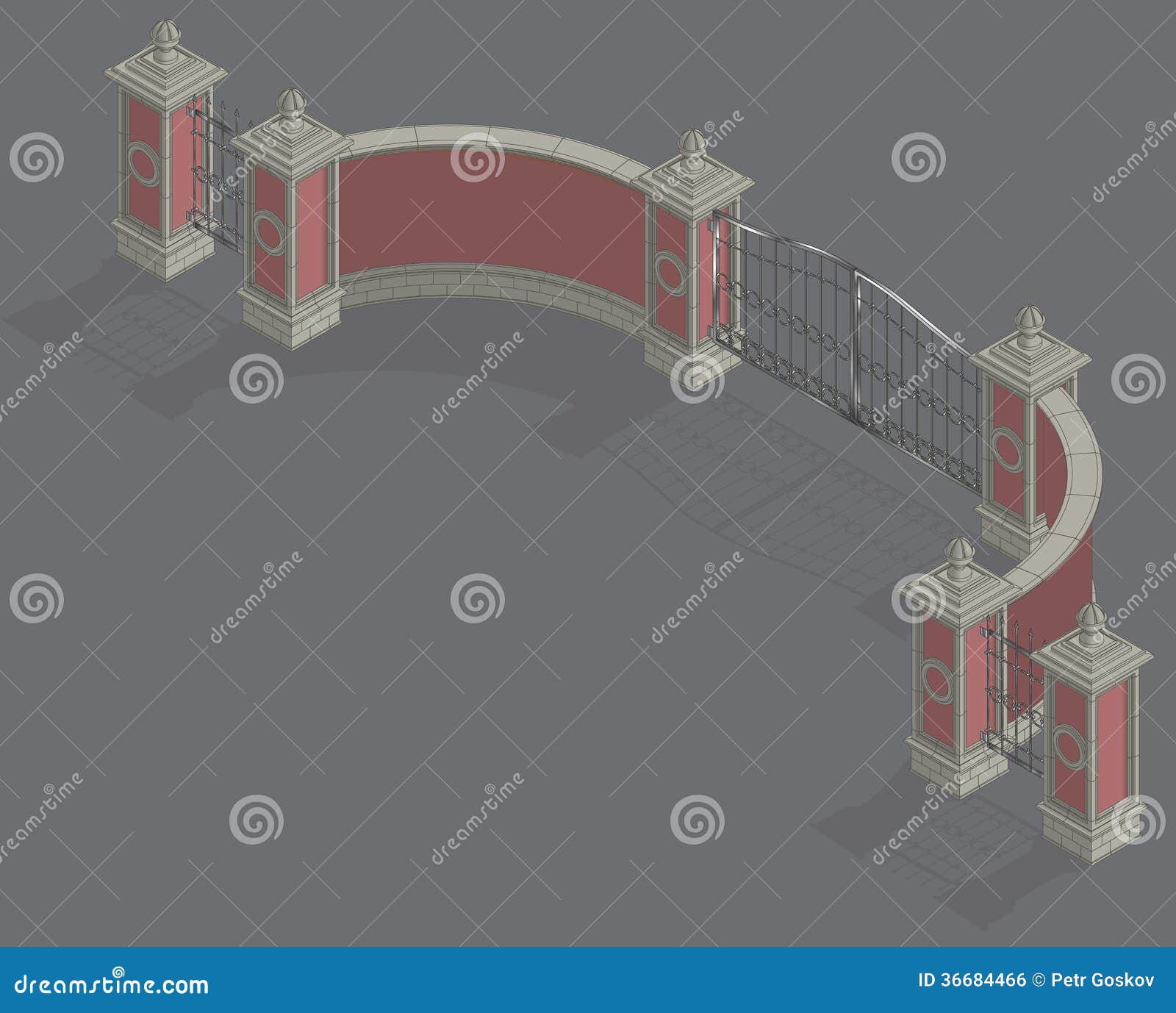 Vector Isometric Gate Portal Stock Vector - Illustration of cartoon ...
