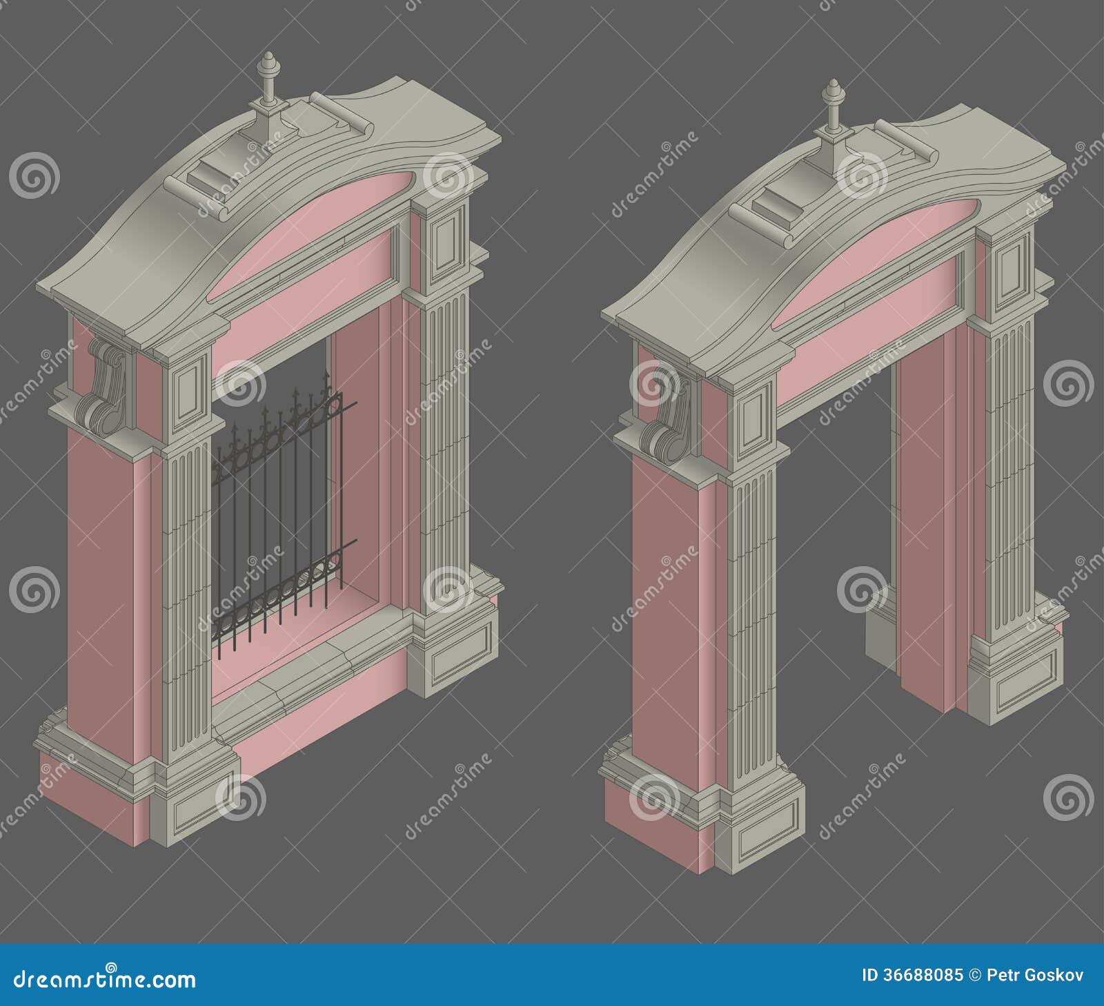 Vector Isometric Gate Portal Stock Vector - Illustration of real, model ...