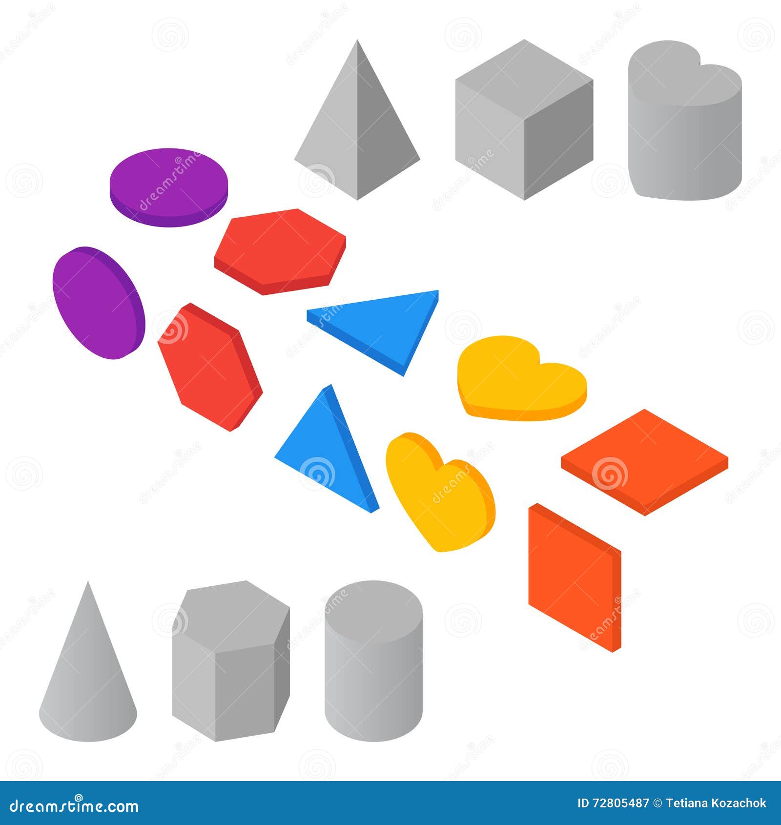 Vector Isometric Geometric Shapes. Icons. Stock Vector - Illustration ...