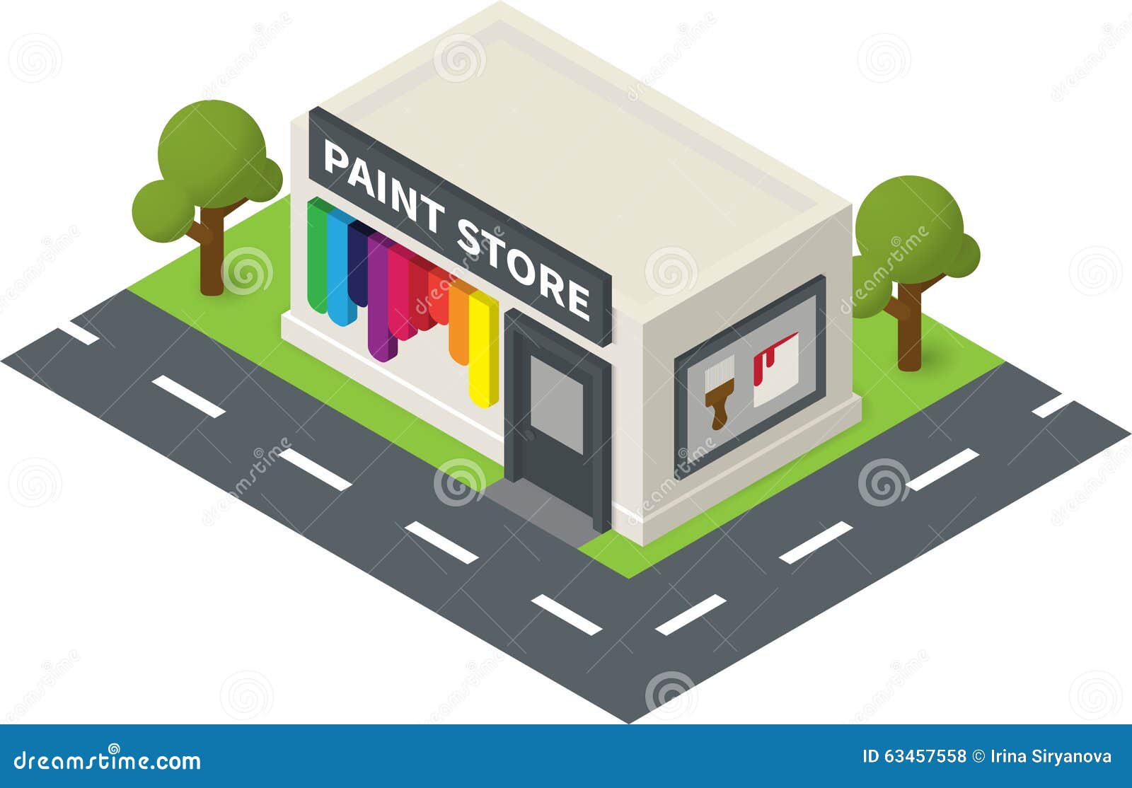 Vector Isometric Hardware Shop, Paint Store Stock Vector - Illustration ...
