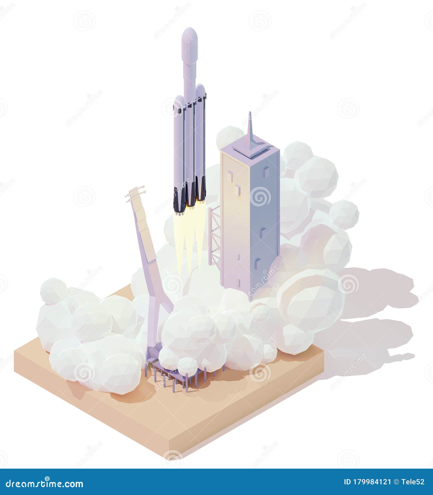 Vector Isometric Heavy Rocket Launch Stock Vector - Illustration of ...