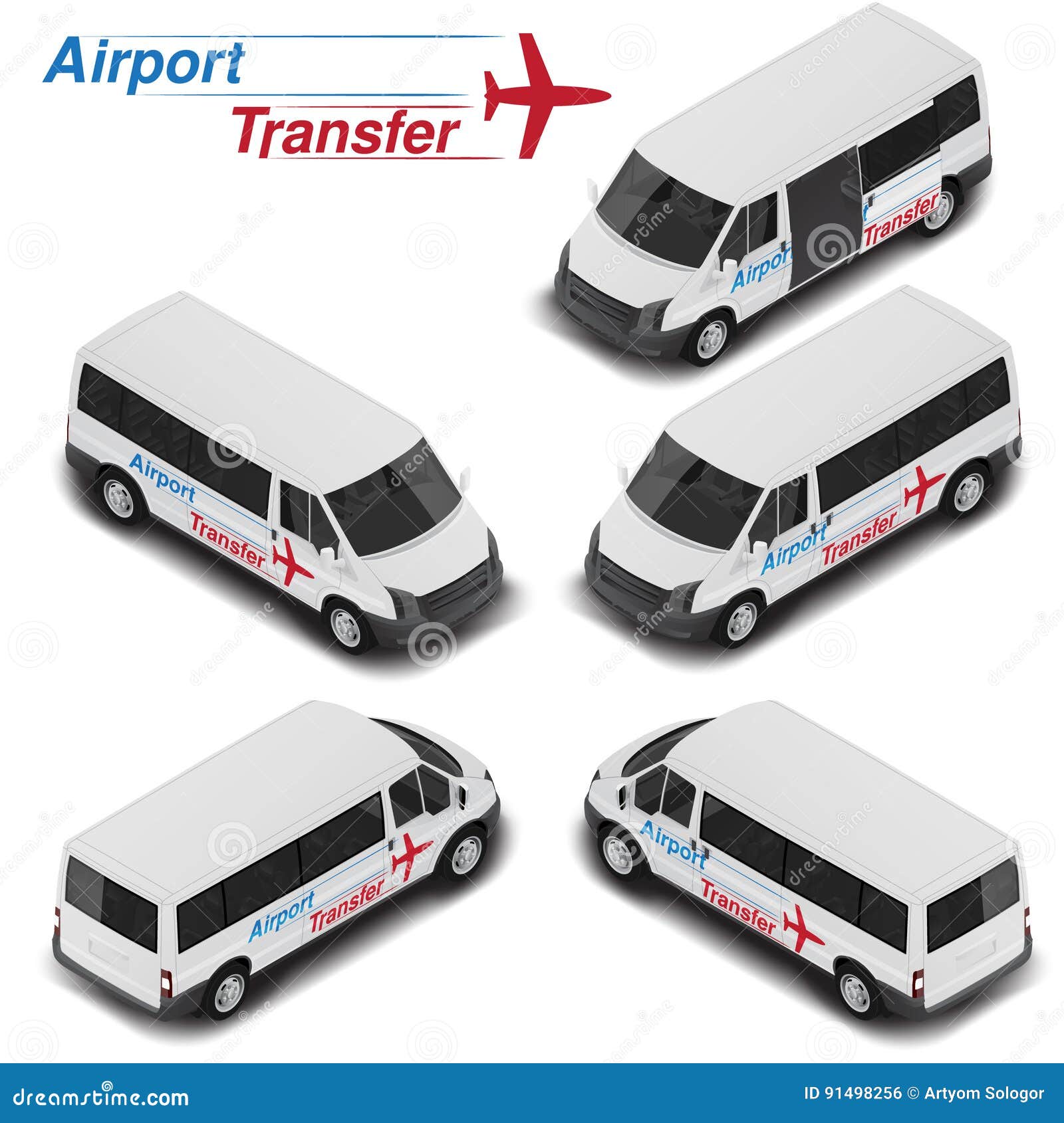 Vector Isometric High Quality Passanger Van for Airport Transfer ...