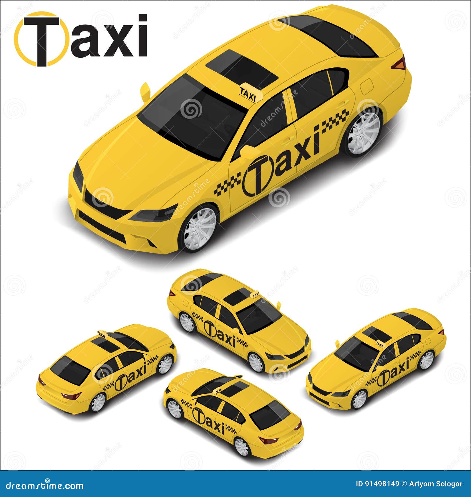 Vector Isometric High Quality Taxi Van. Transport Icon Stock Vector ...