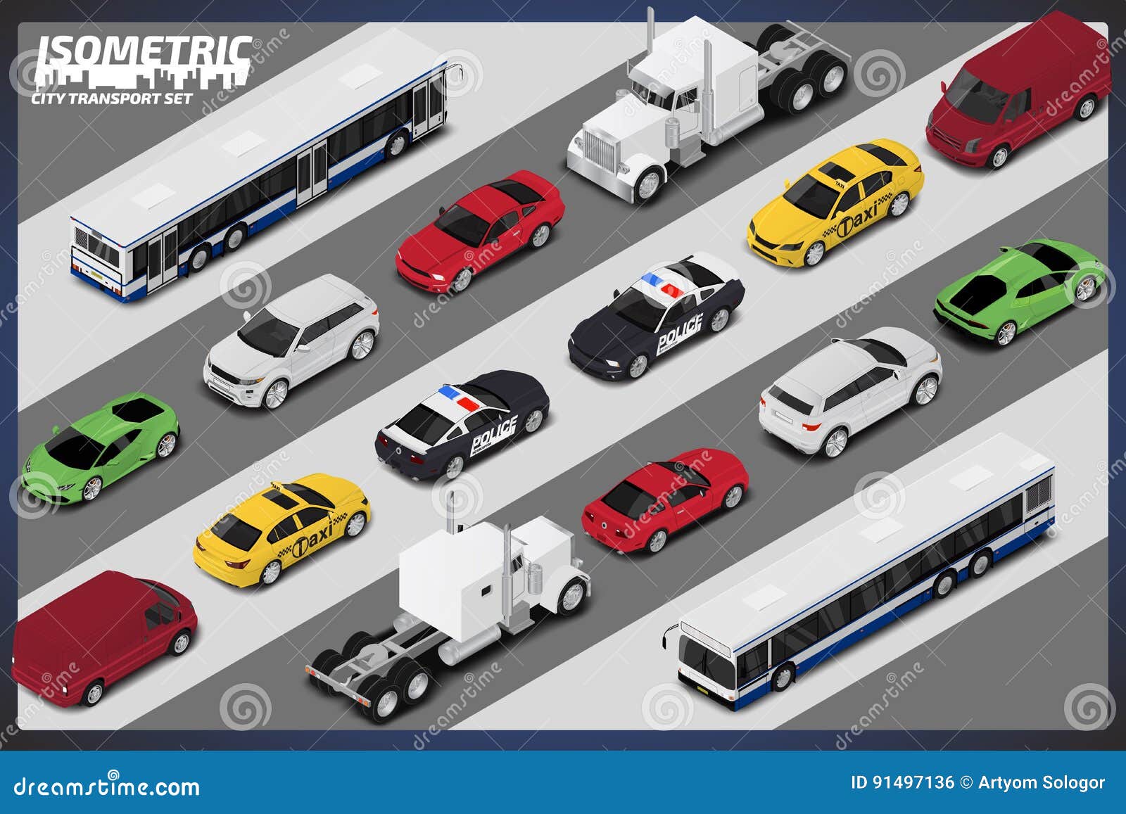 Vector Isometric High Quality Transport Set. Stock Vector ...