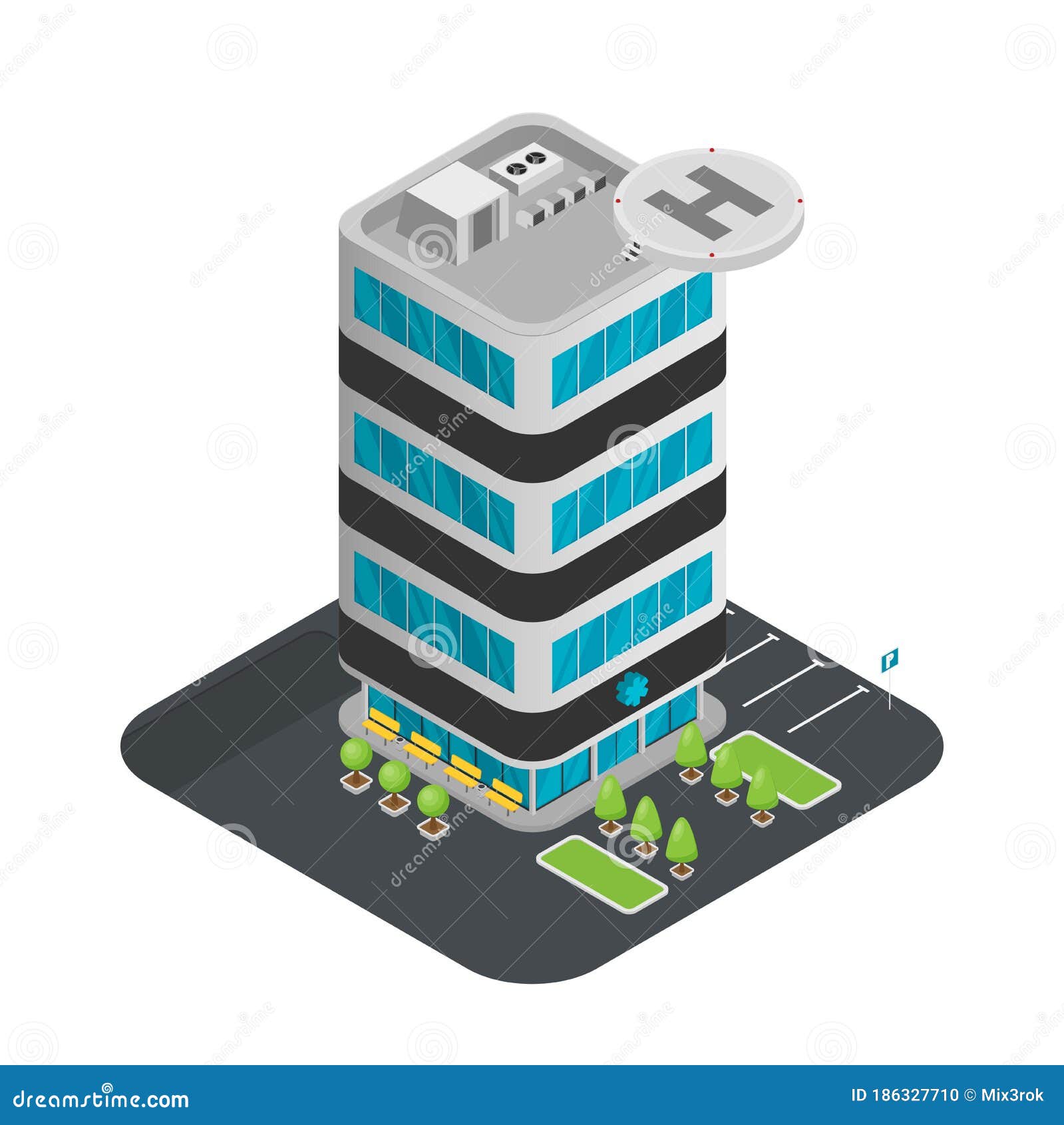Vector Isometric Hospital Building Icon Stock Vector - Illustration of ...