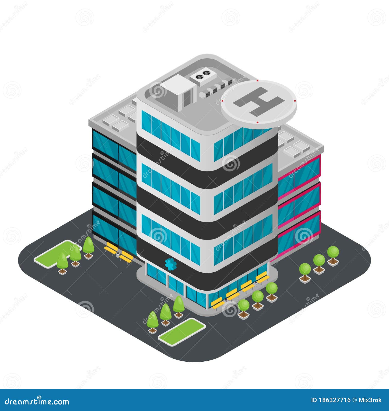 Vector Isometric Hospital Building Icon Stock Vector - Illustration of ...