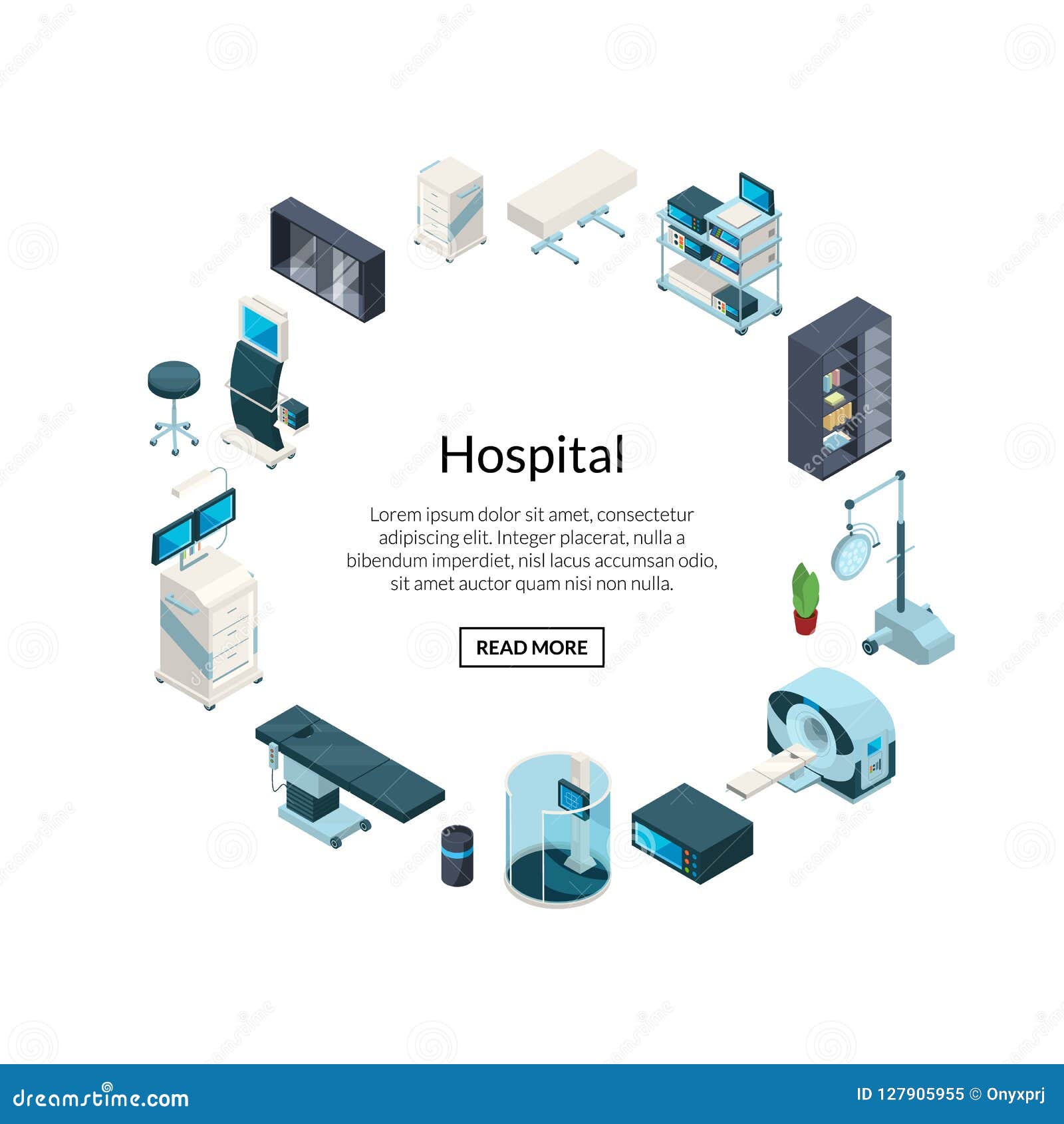 Vector Isometric Hospital Icons in Circle Shape Stock Vector ...