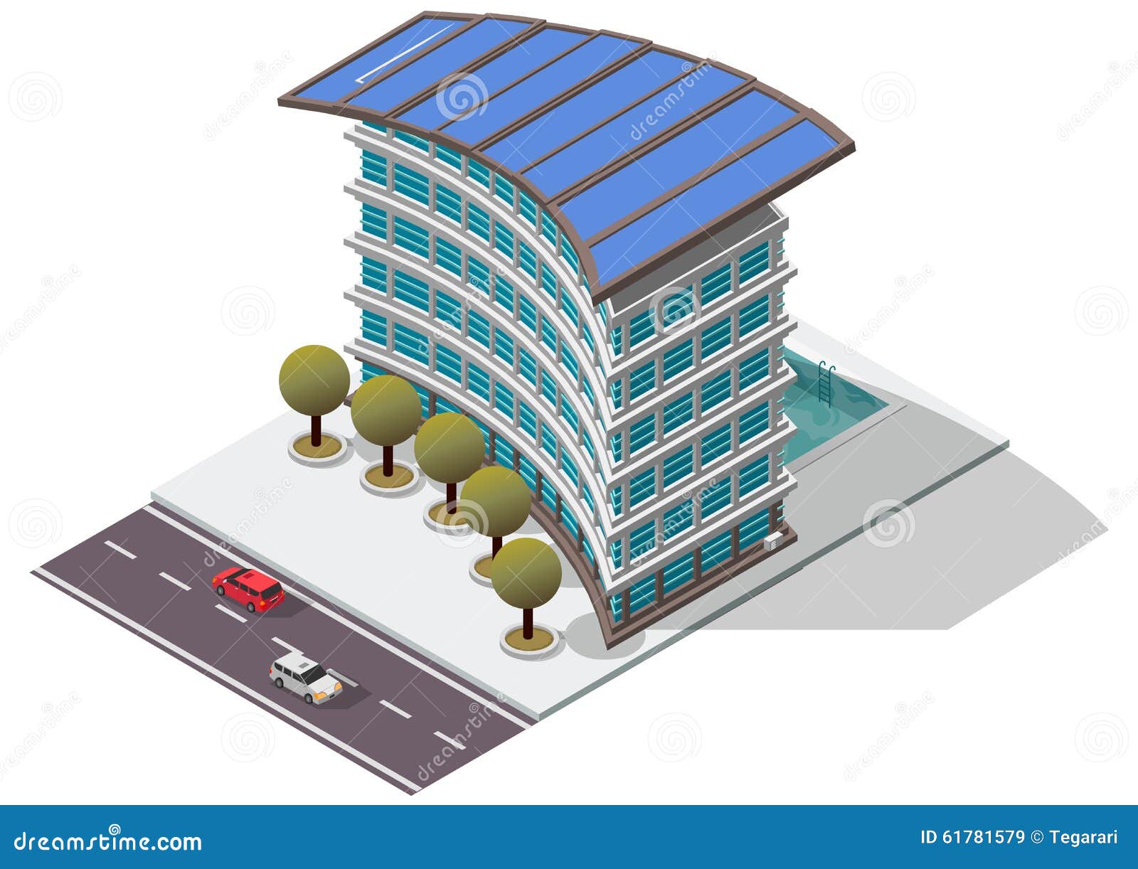 Vector Isometric Hotel Apartment Building Stock Vector - Illustration ...