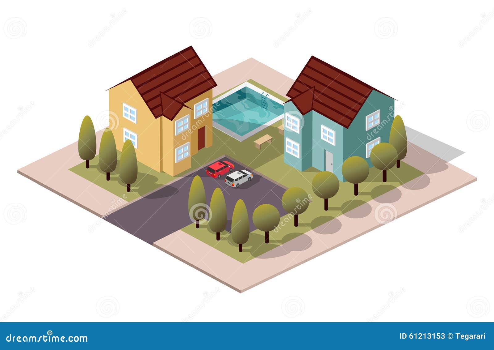 Vector Isometric House Neighbors Stock Vector - Illustration of office ...