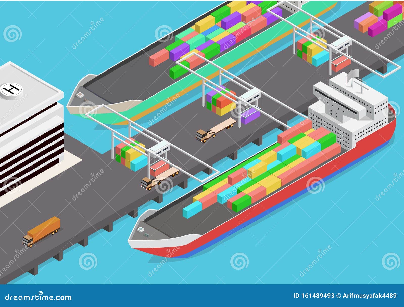 Vector Isometric Icon Representing Cargo Port Stock Vector ...