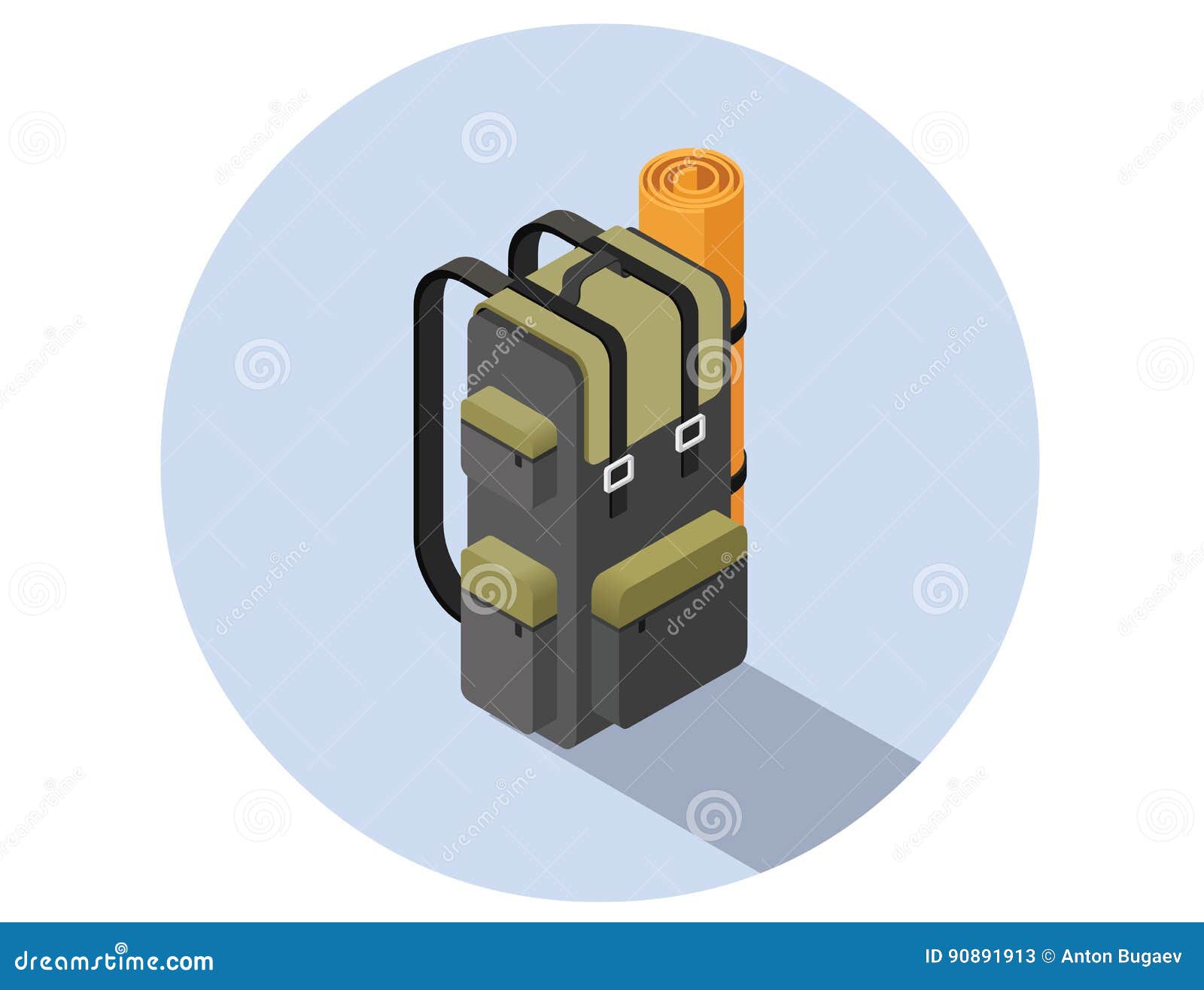 Vector Isometric Illustration of Camping Backpack Stock Vector ...