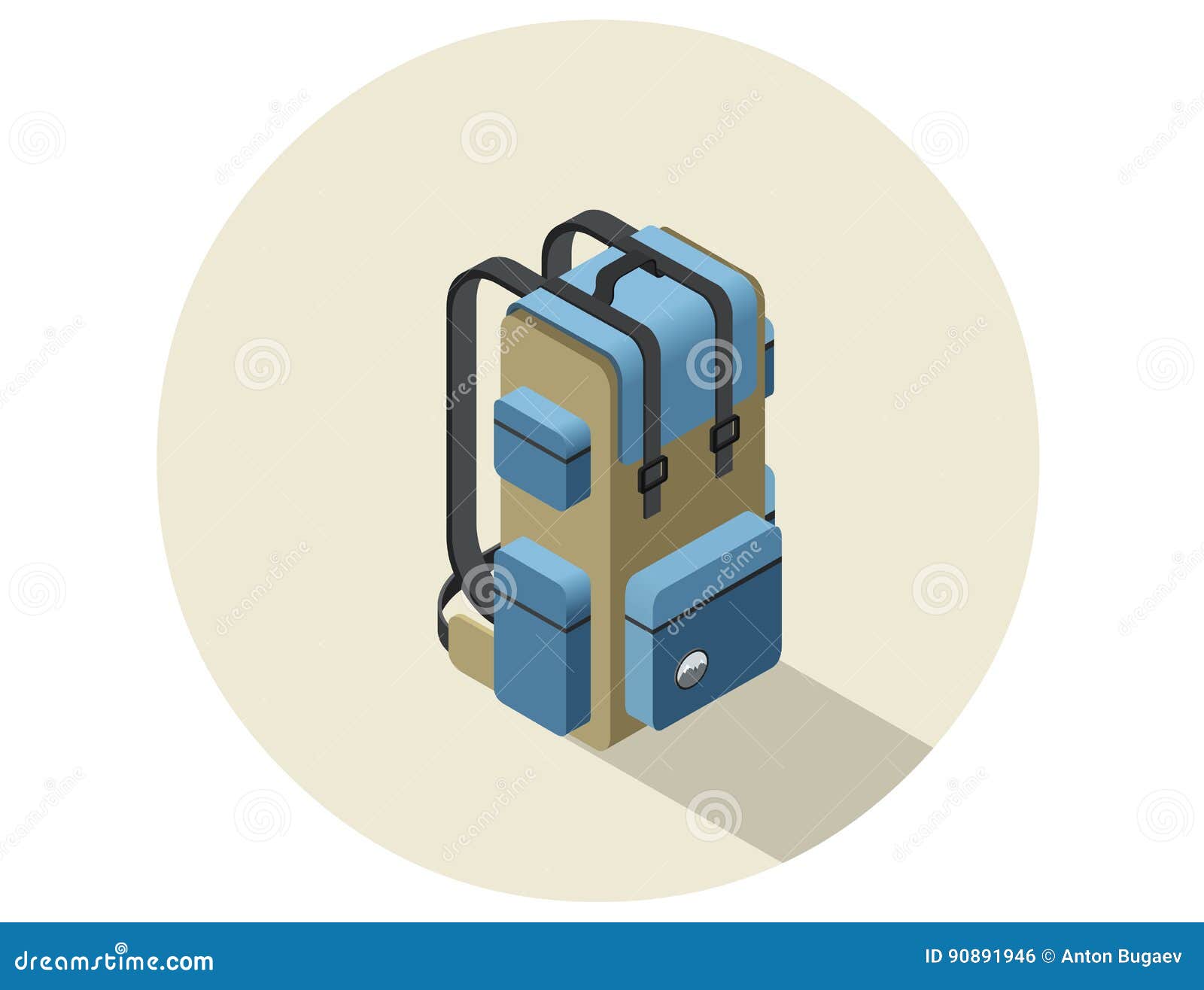 Vector Isometric Illustration of Camping Backpack Stock Vector ...