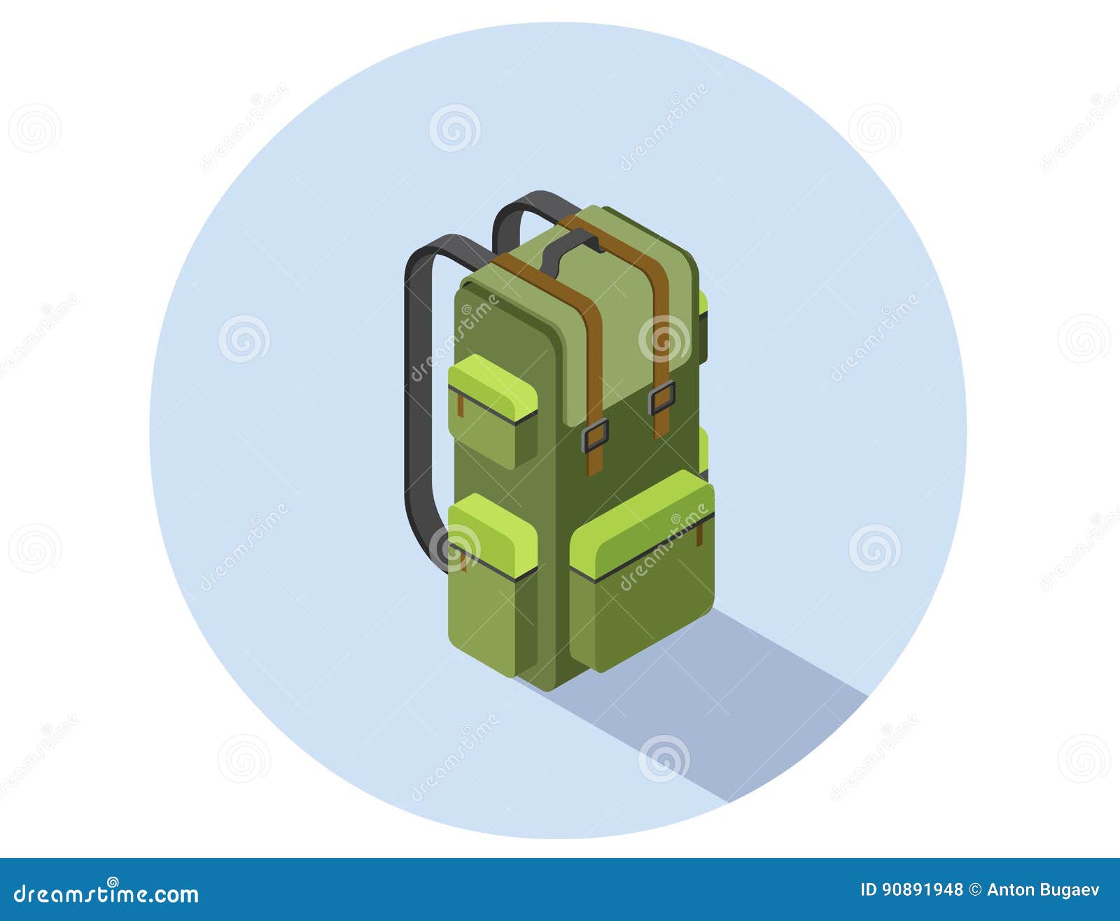 Vector Isometric Illustration of Camping Backpack Stock Vector ...