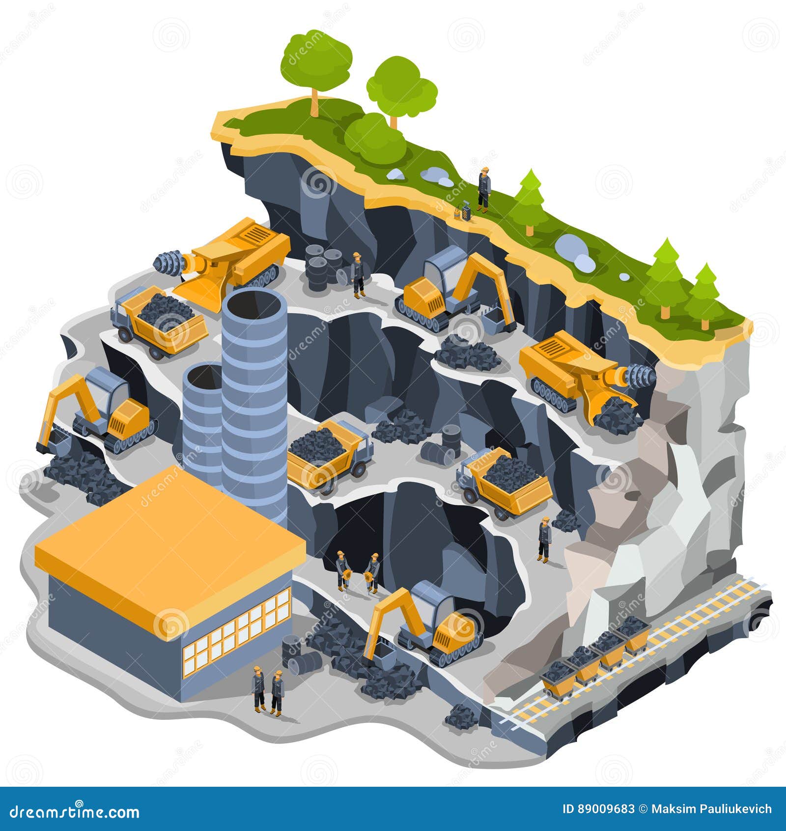Vector Isometric Illustration Coal Mining Quarry Stock Vector ... Vector Isometric Illustration Coal Mining Quarry Stock Vector ...