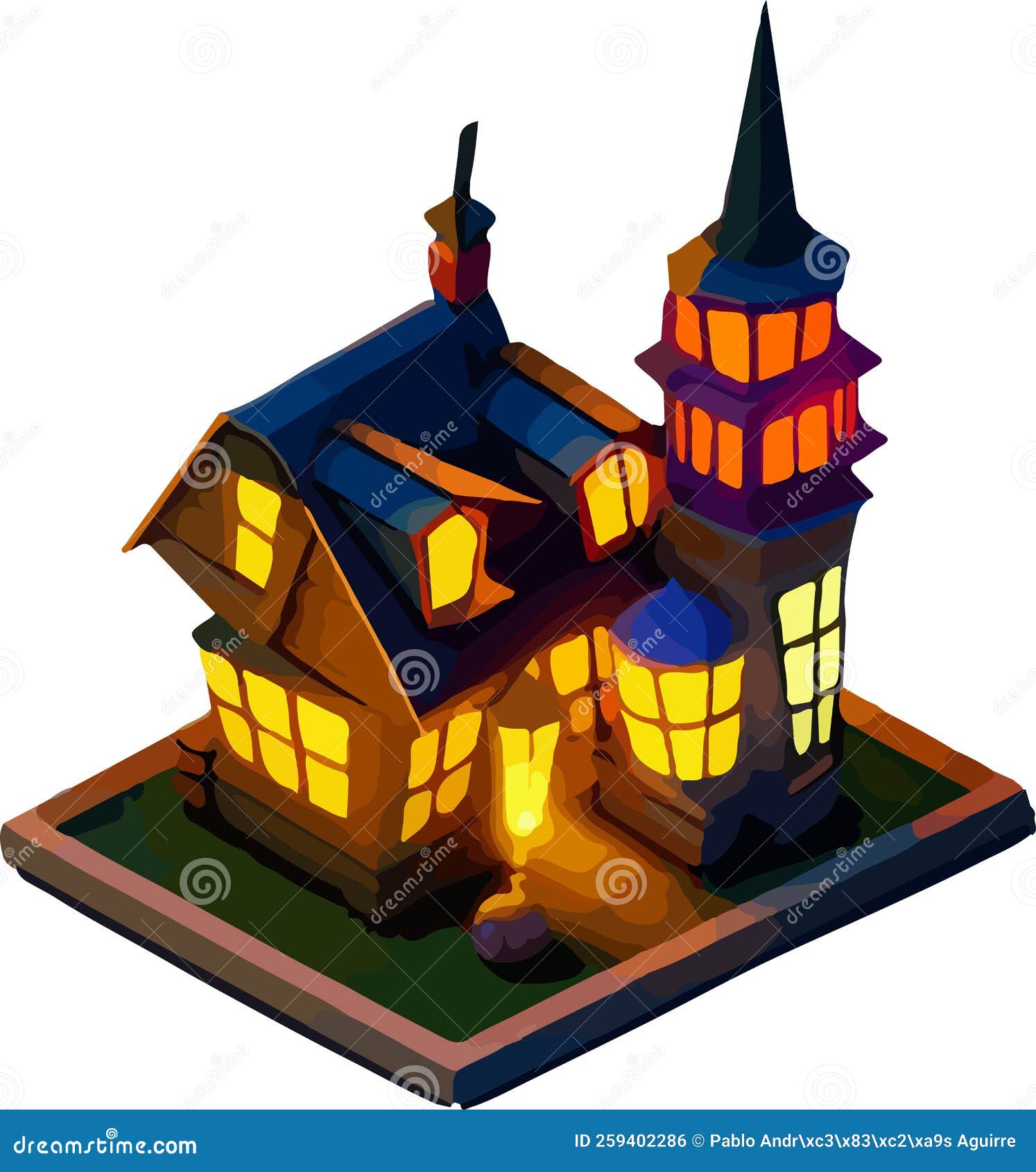Vector Isometric Illustration of a House, Halloween 3D. Isolate on a ...