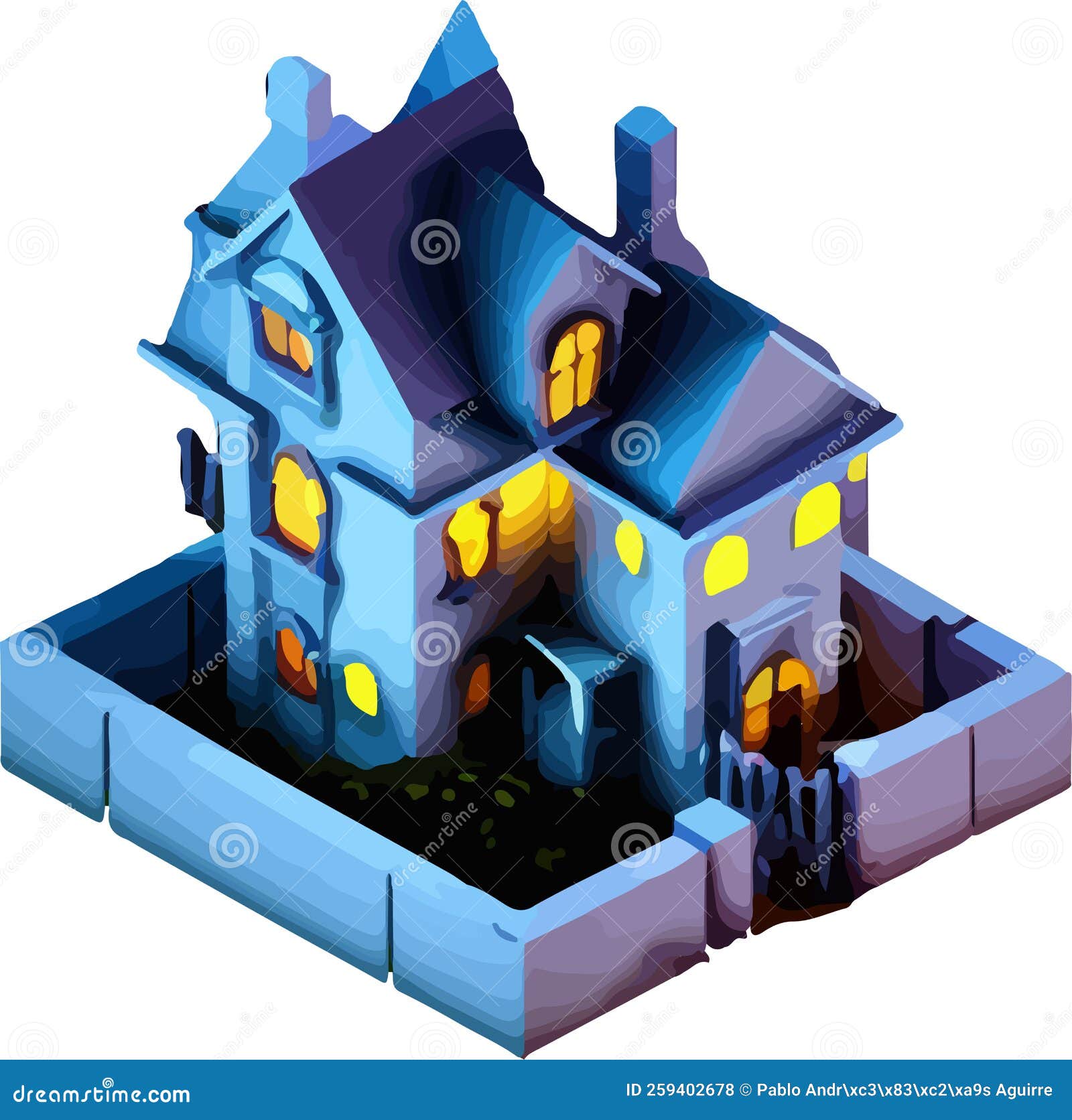 Vector Isometric Illustration of a House, Halloween 3D. Isolate on a ...