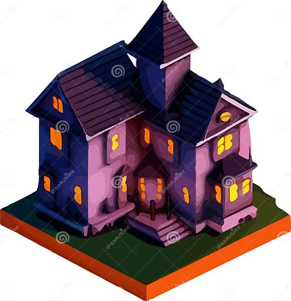 Vector Isometric Illustration of a House, Halloween 3D. Isolate on a ...