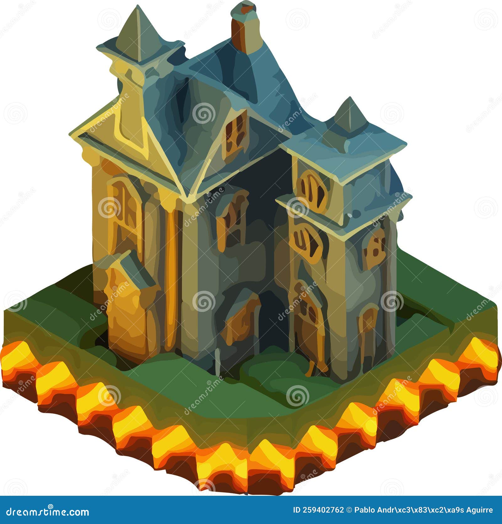 Vector Isometric Illustration of a House, Halloween 3D. Isolate on a ...