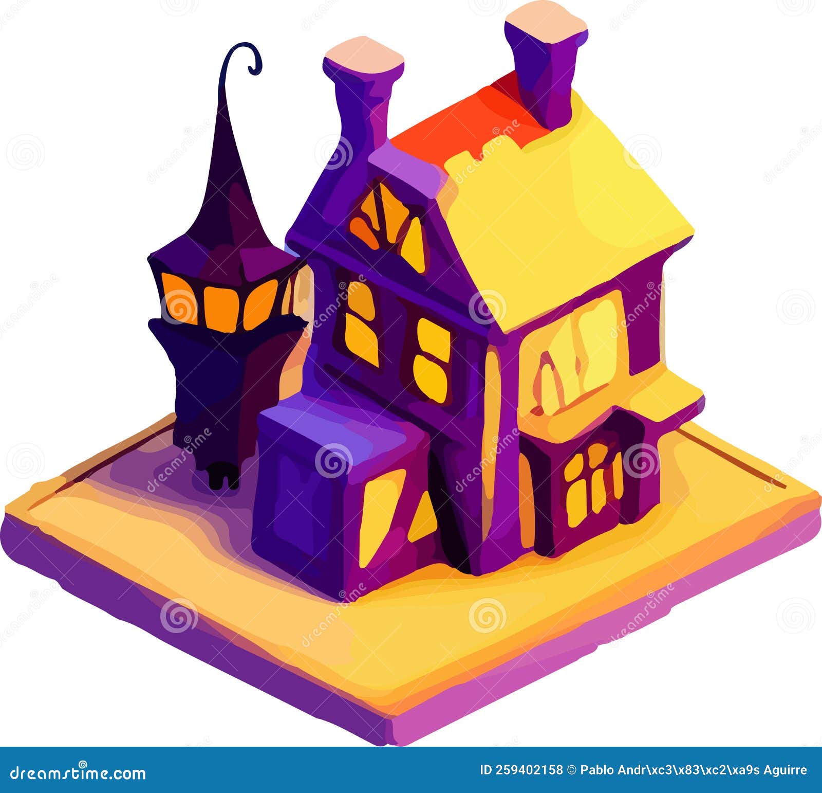 Vector Isometric Illustration of a House, Halloween 3D. Isolate on a ...