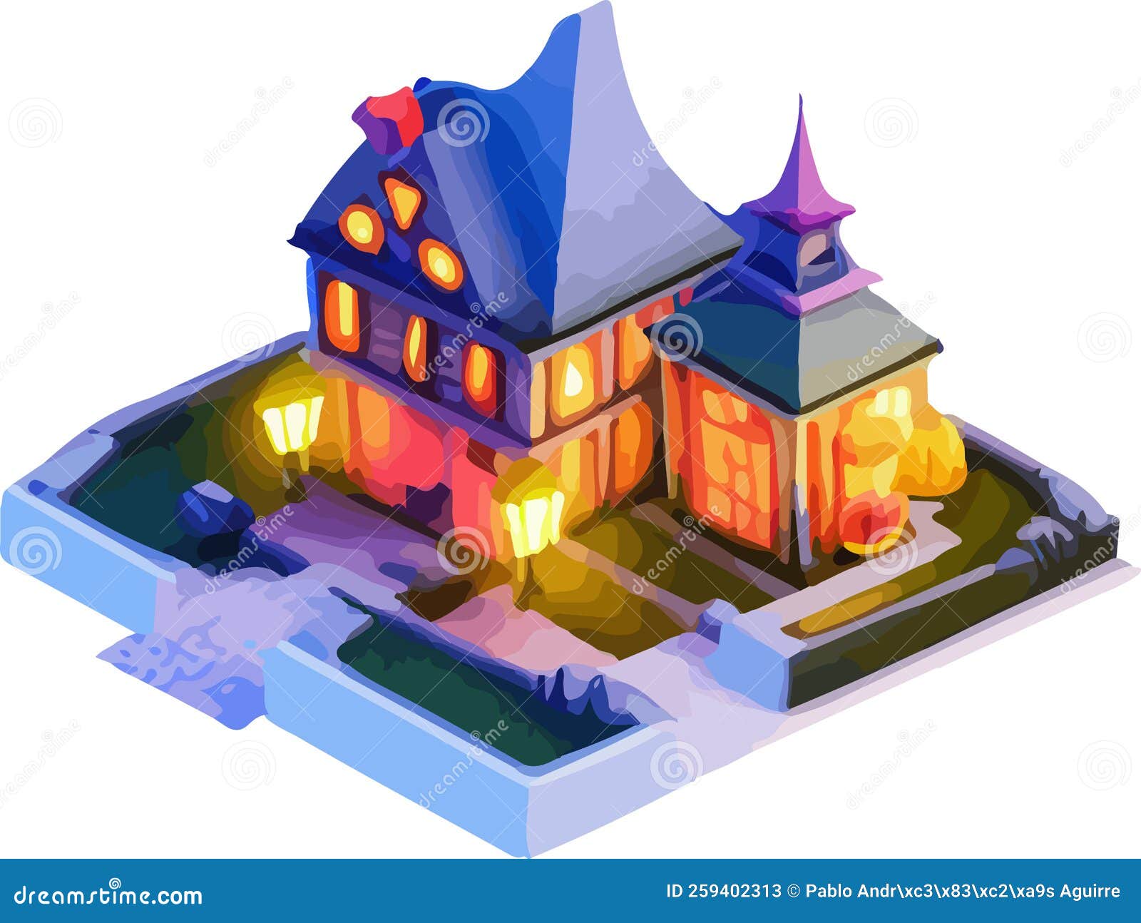 Vector Isometric Illustration of a House, Halloween 3D. Isolate on a ...