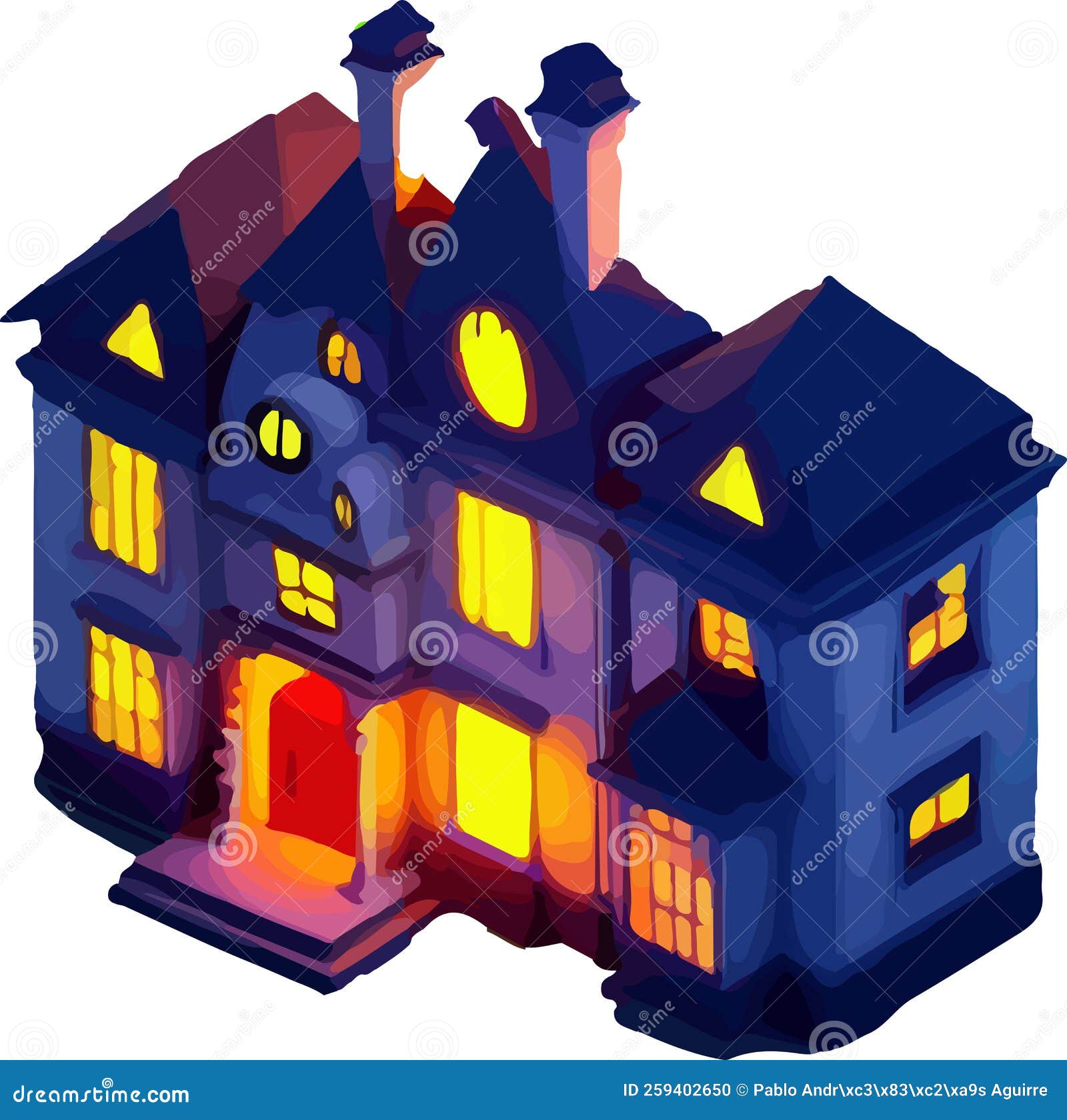 Vector Isometric Illustration of a House, Halloween 3D. Isolate on a ...