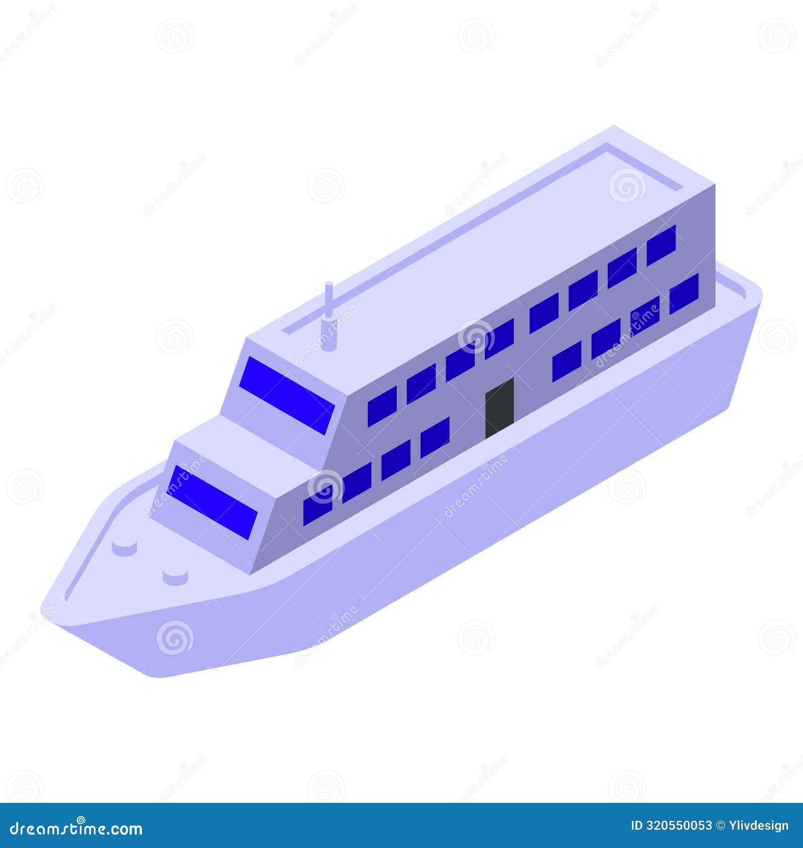 Vector Isometric Illustration of a Modern Cargo Ship on a White ...