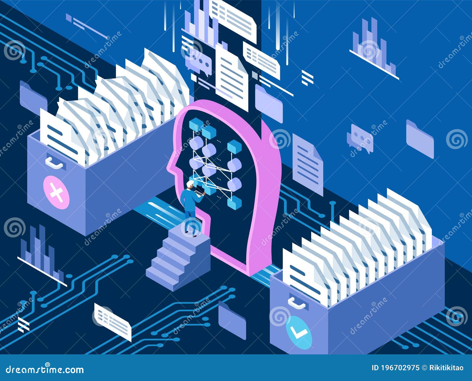 Vector Isometric Illustration of Modern Neural Network BERT Stock ...