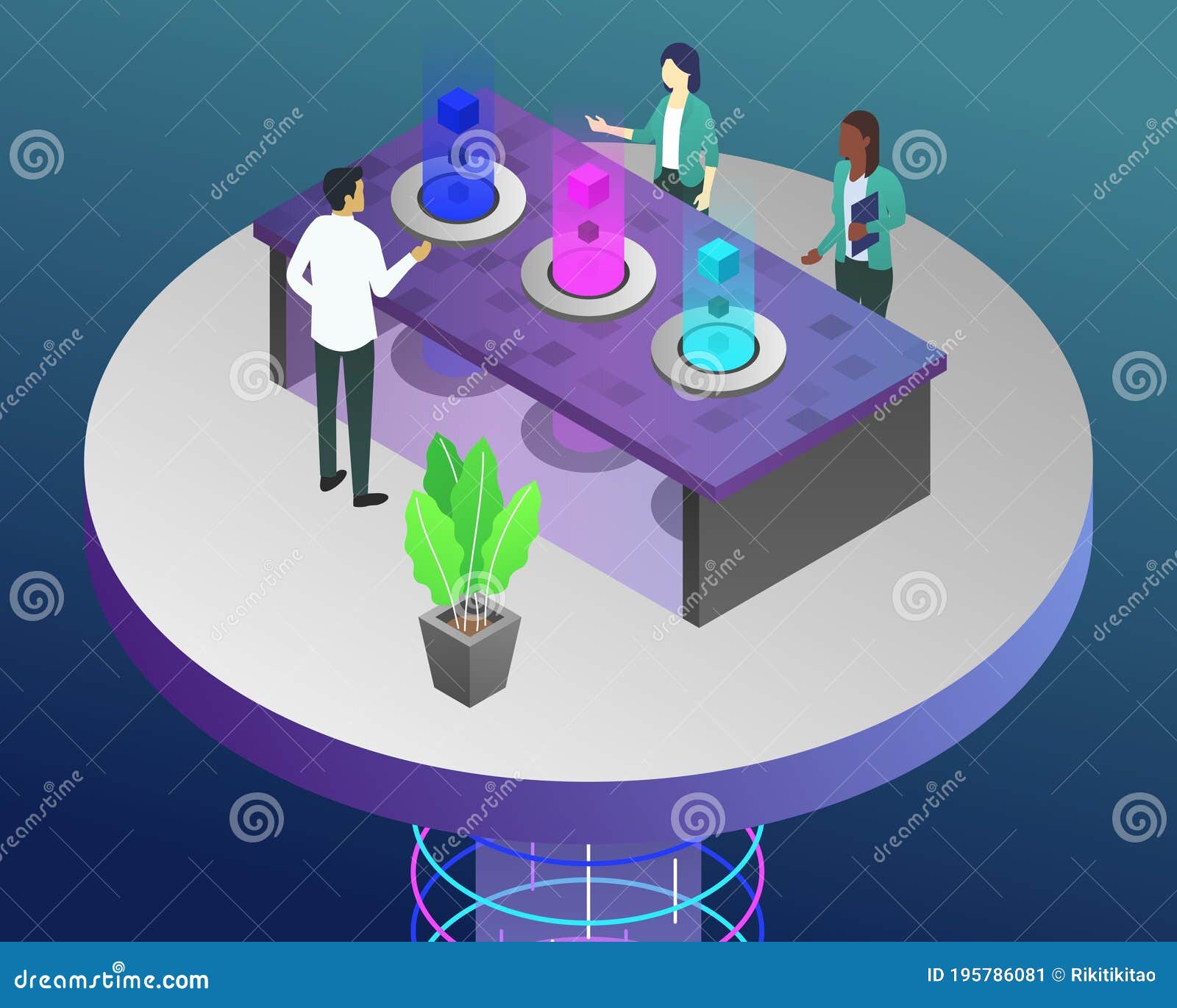 Vector Isometric Illustration of a Modern Work Environment Stock Vector ...