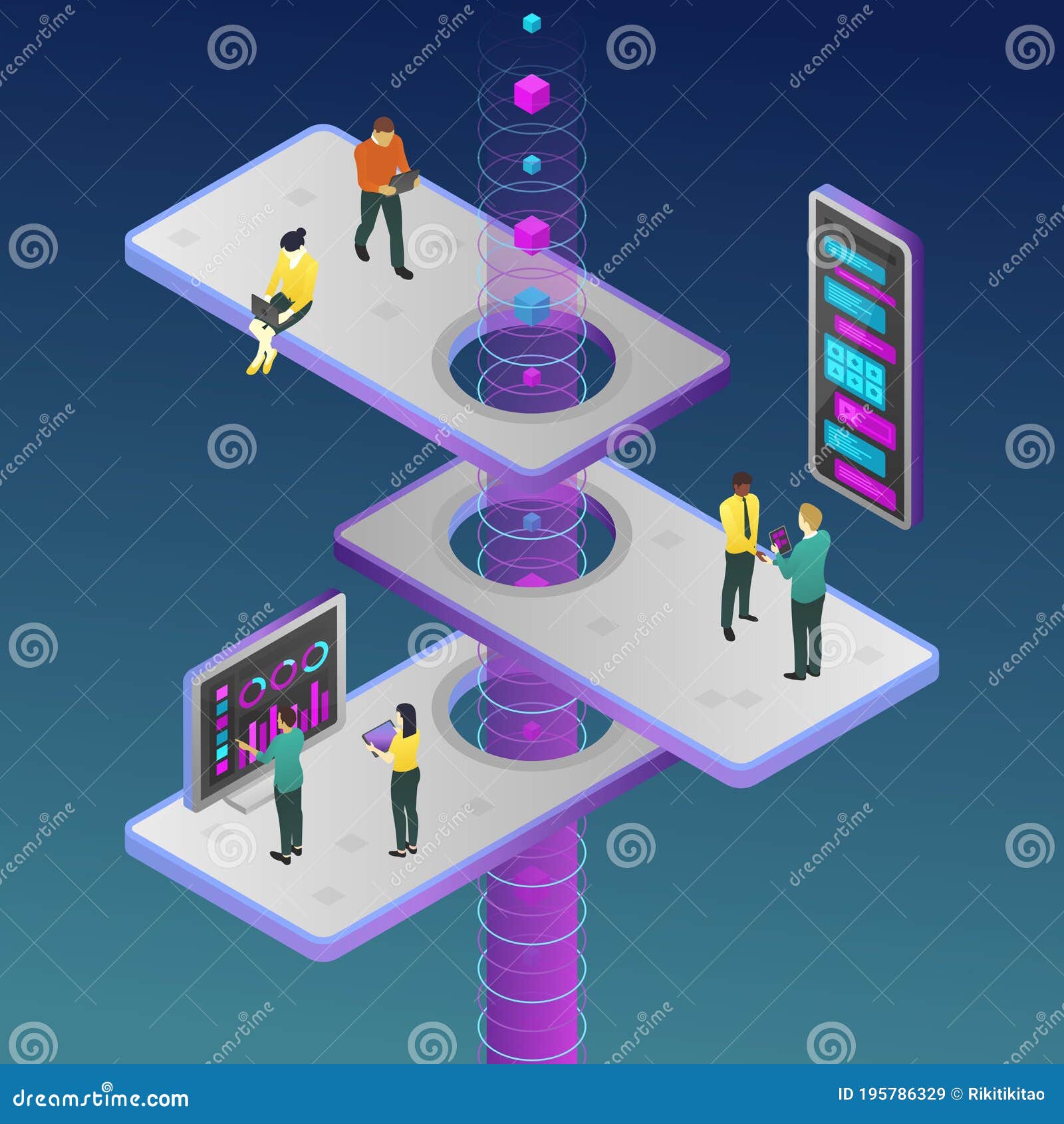 Vector Isometric Illustration of a Modern Work Environment Stock Vector ...