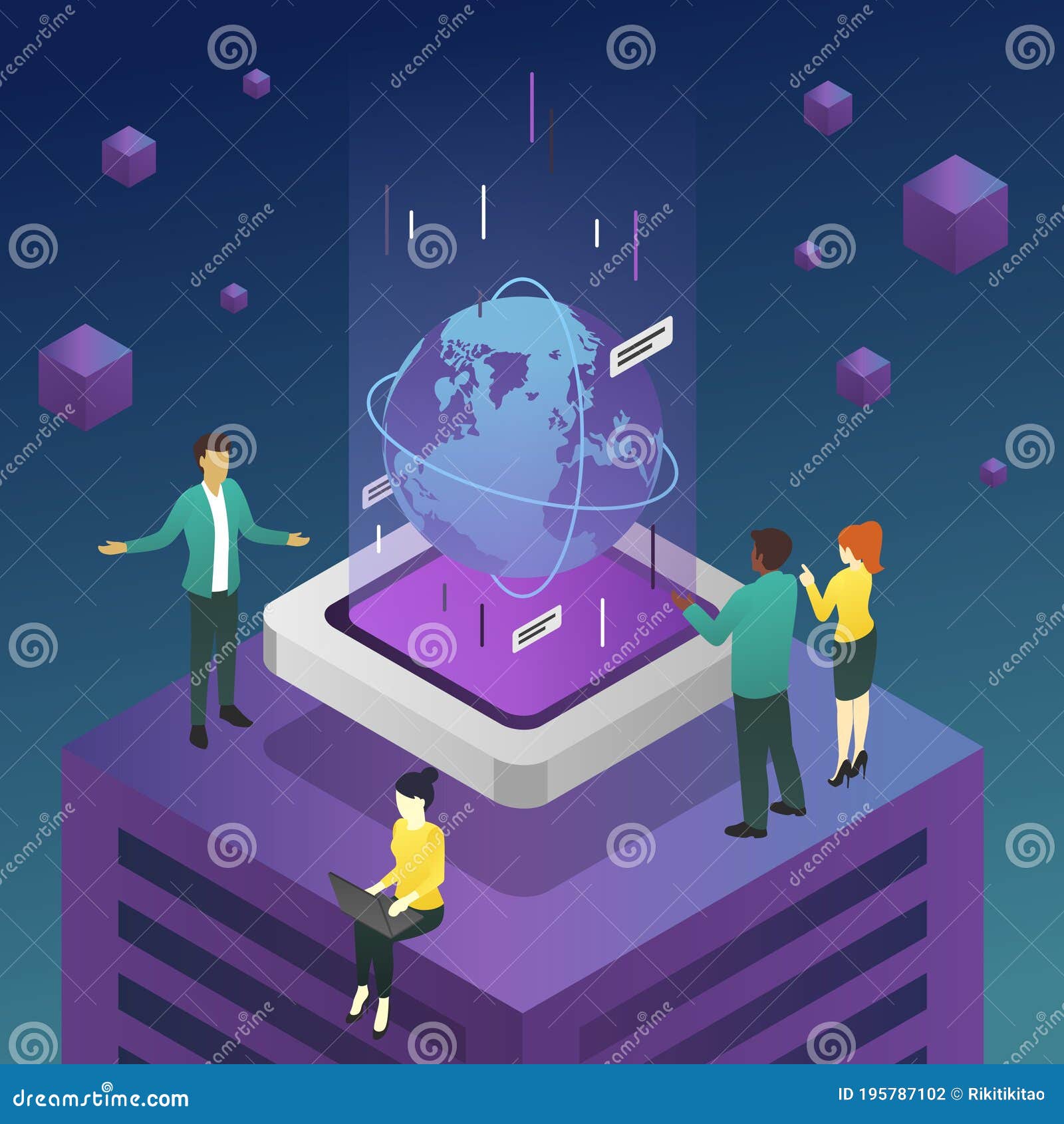 Vector Isometric Illustration of a Modern Work Environment Stock Vector ...