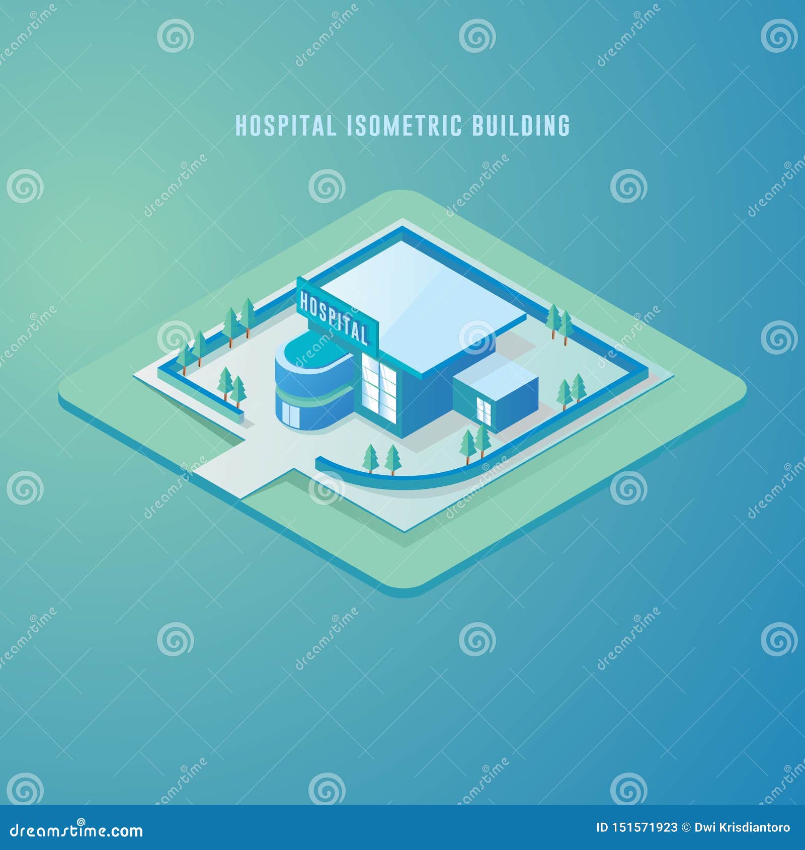 Vector Isometric Illustration Representing Hospital Building Stock Vector - Illustration of ...