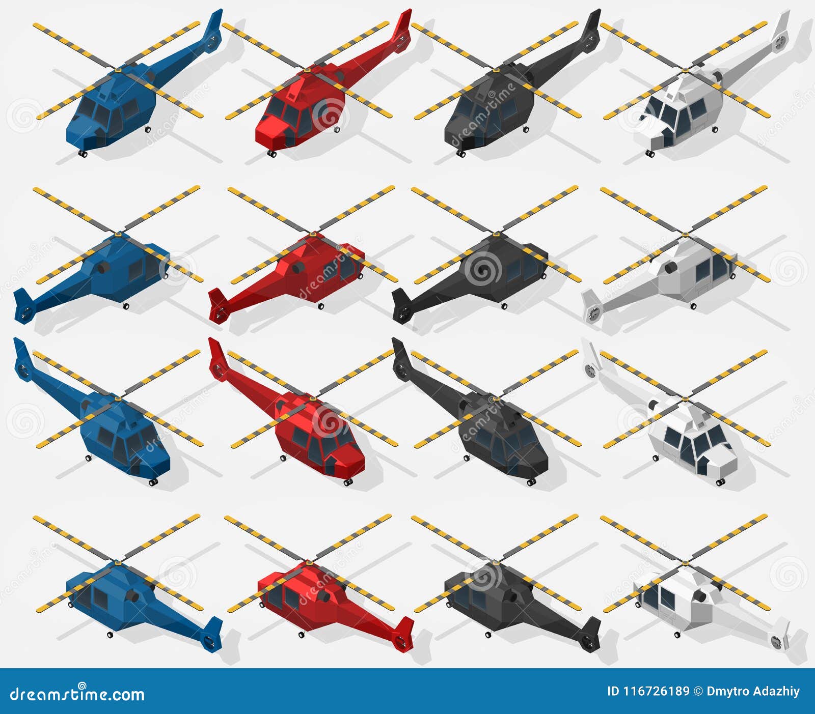 Set of helicopters. stock vector. Illustration of airline - 116726189
