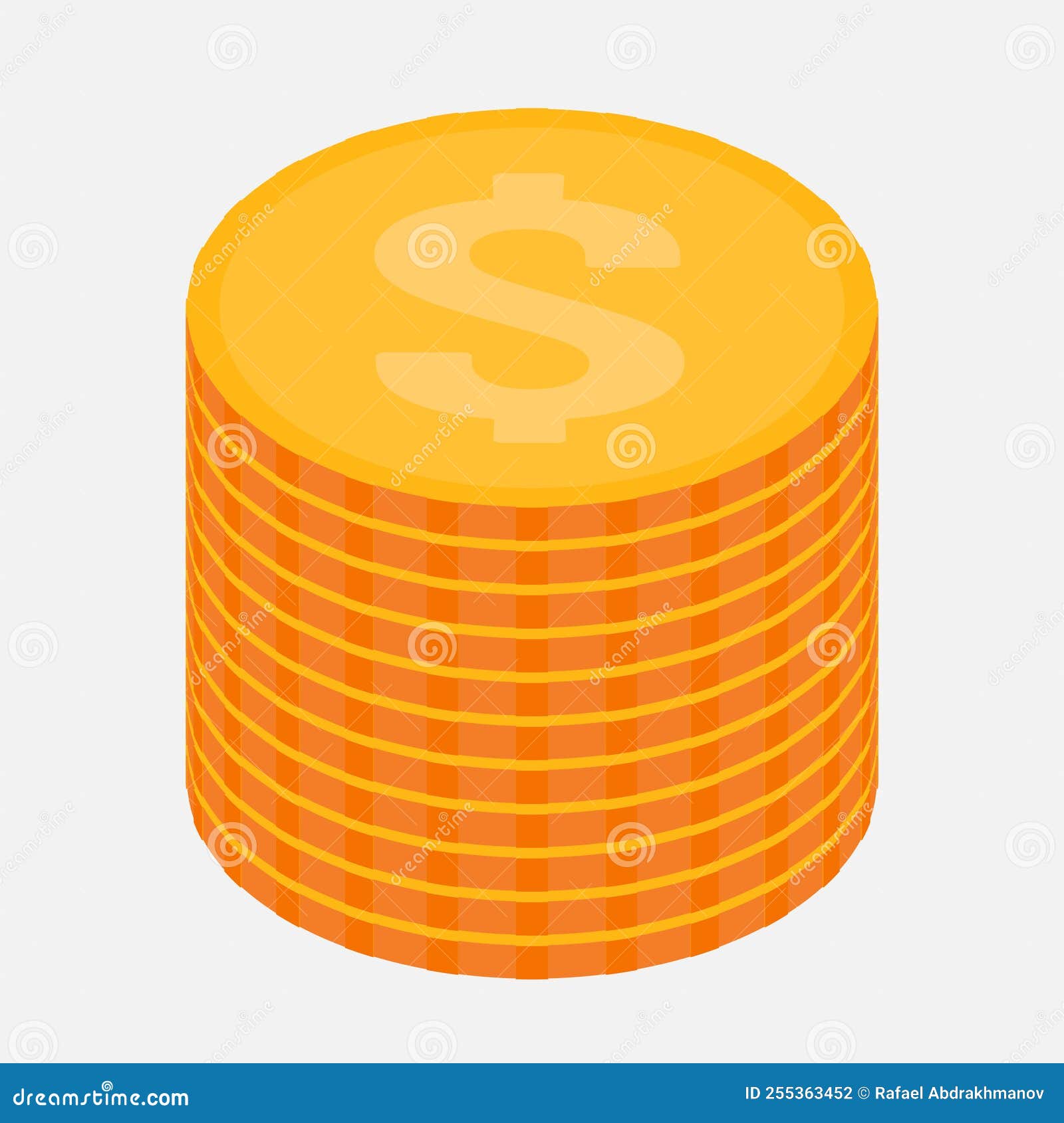 Vector Isometric Illustration. Stack of Golden Dollar Coins Icon Stock ...