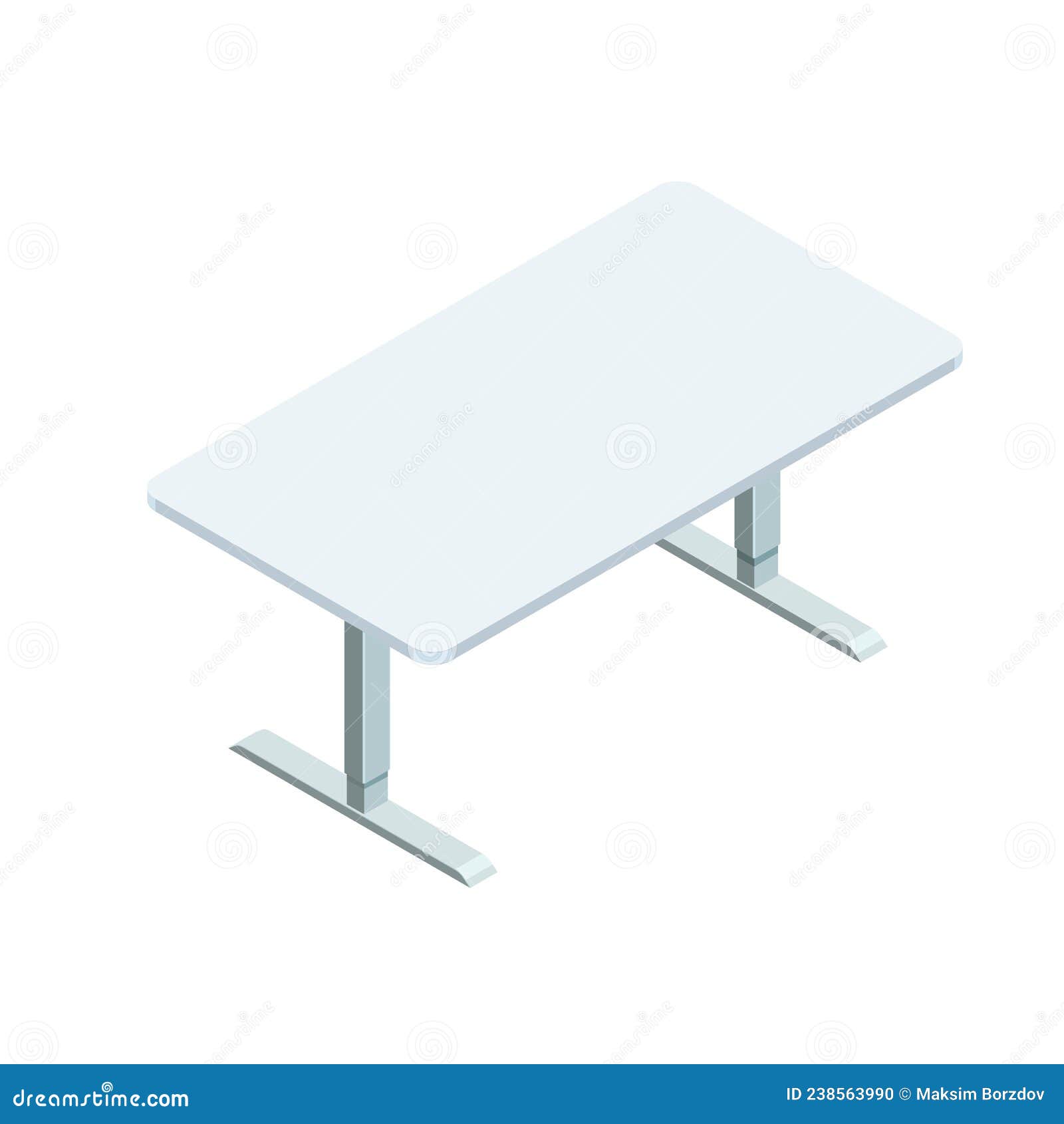 Vector Isometric Illustration of a Writing or Computer Desk in a Modern ...