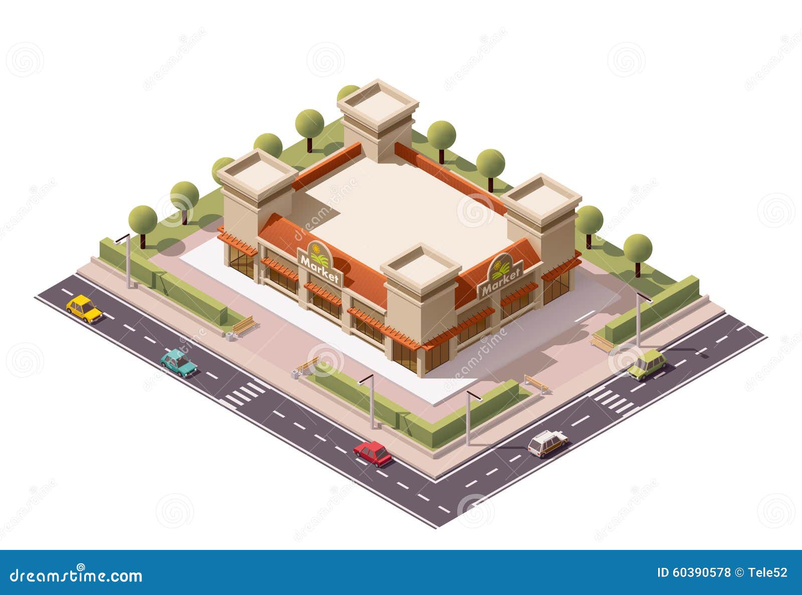 Vector Isometric Indoor Market Stock Vector - Illustration of shop ...