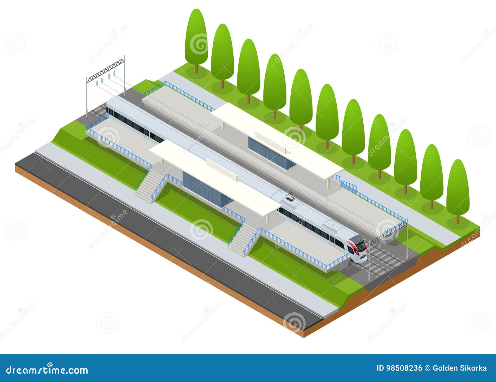 Vector Isometric Infographic Element Railway Station Building Terminal ...