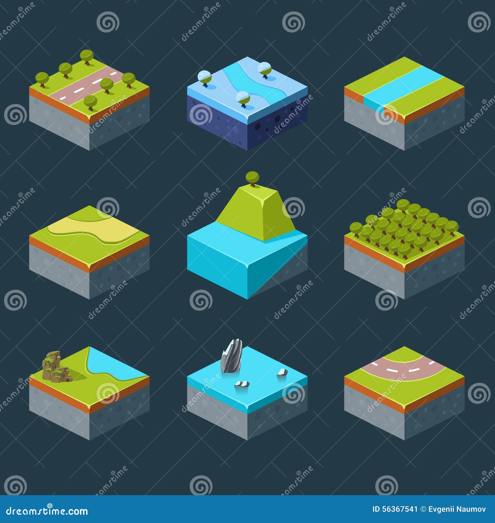Isometric Landscape Design Elements Vector Illustration | CartoonDealer ...