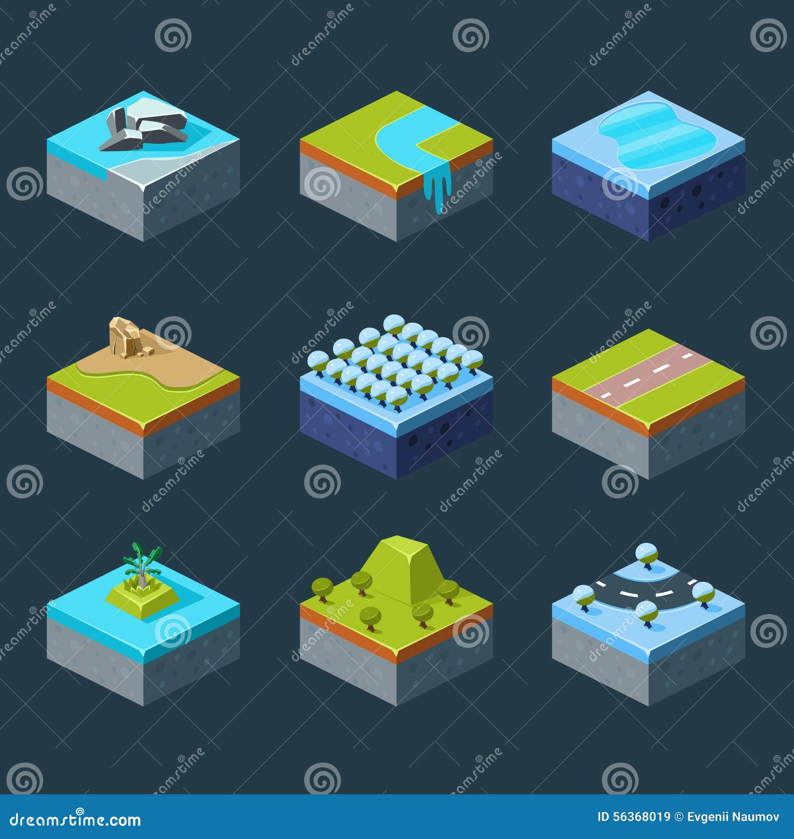 Vector of Isometric Landscape Stock Vector - Illustration of collection ...