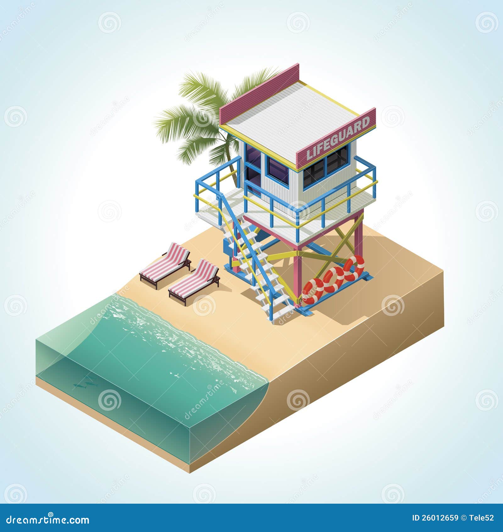 Vector Isometric Lifeguard Tower Stock Vector - Illustration of deco ...
