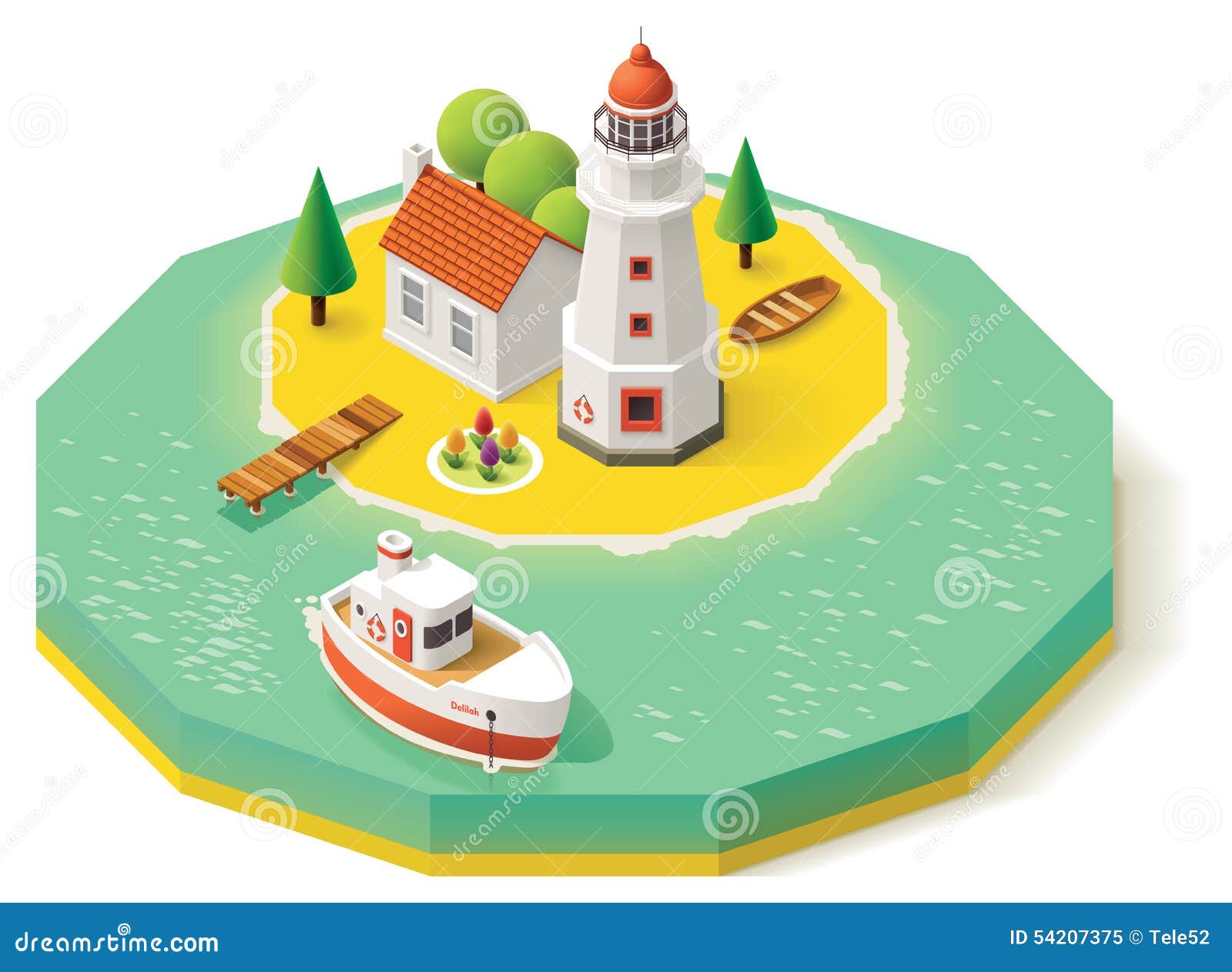 Vector Isometric Lighthouse Stock Vector - Illustration of harbor ...